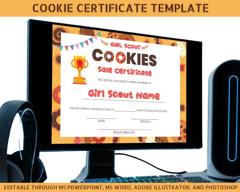 Girl Scout Cookie Sales Certificate Template (digital Download) - Etsy