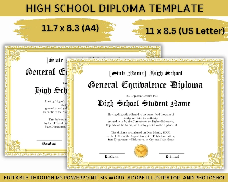 High School Diploma Template, Homeschool High School Diploma, Fake High ...
