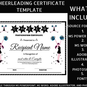 Cheerleading Certificate and Coach Certification, Editable Printables ...