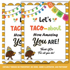 Editable Taco Appreciation Sign: Fiesta Theme, Printable 8x10 & Letter ...