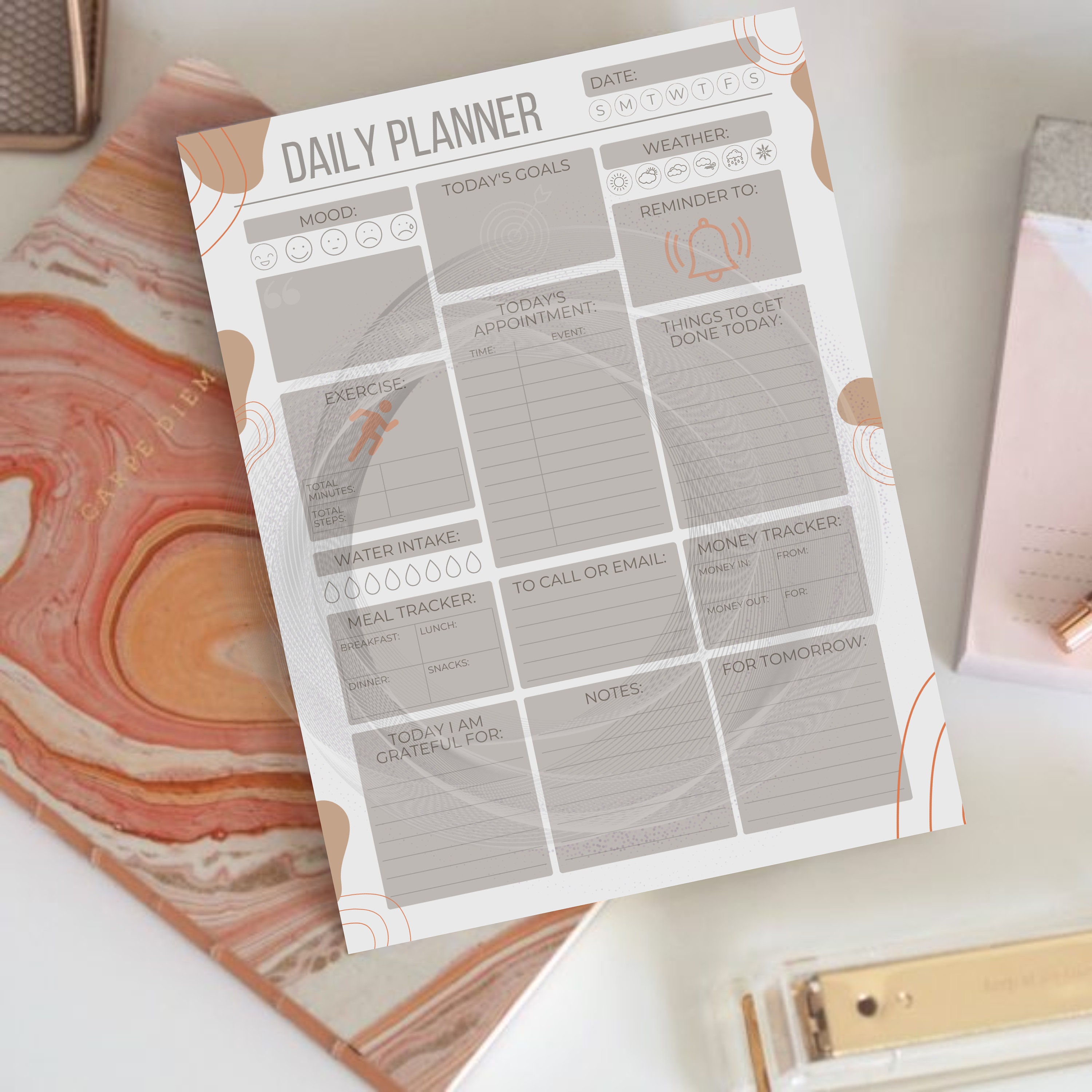 Minimalist Planner | Printable Daily Planner | Instant Download | Meal ...