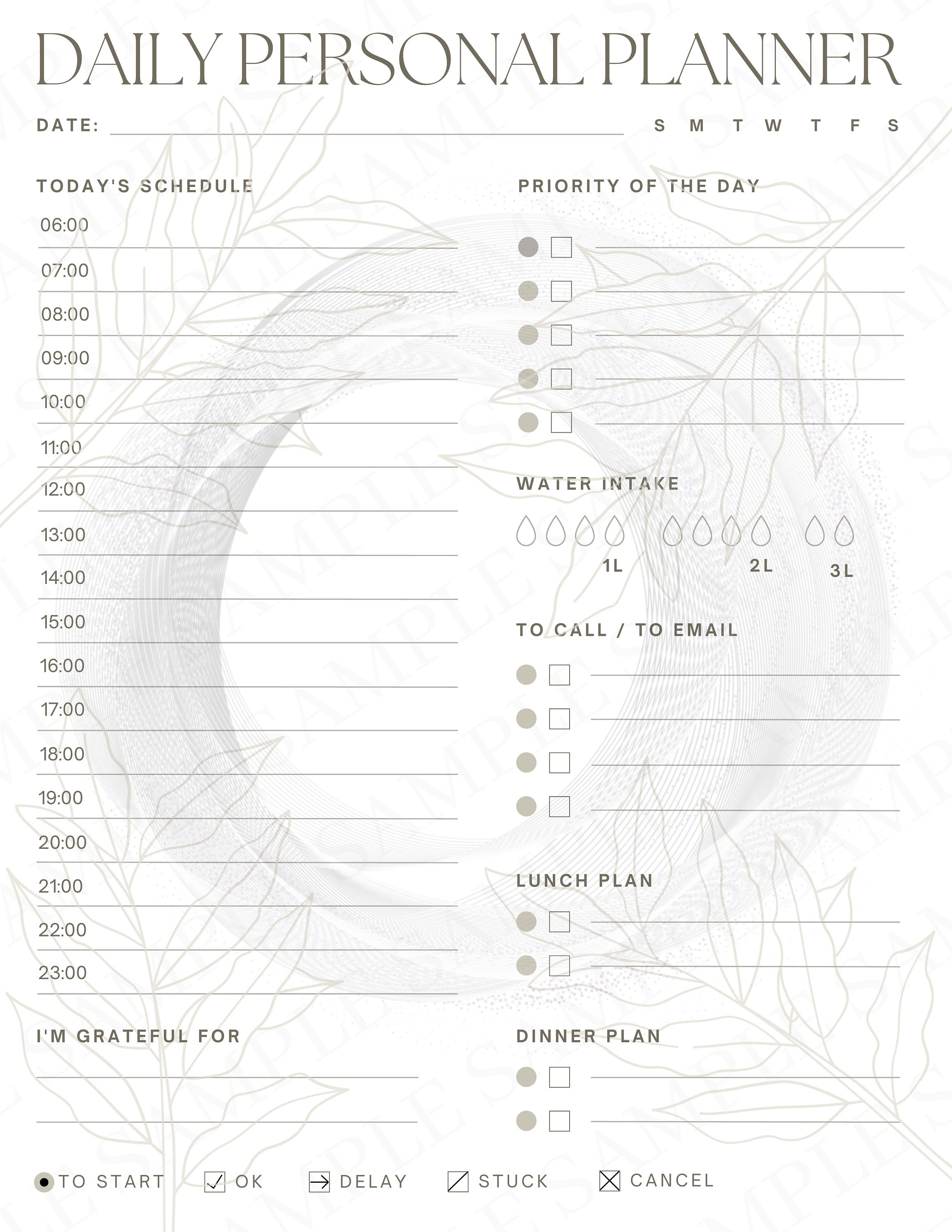 Minimalist Daily Planner | Printable | Instant Download | Hourly ...