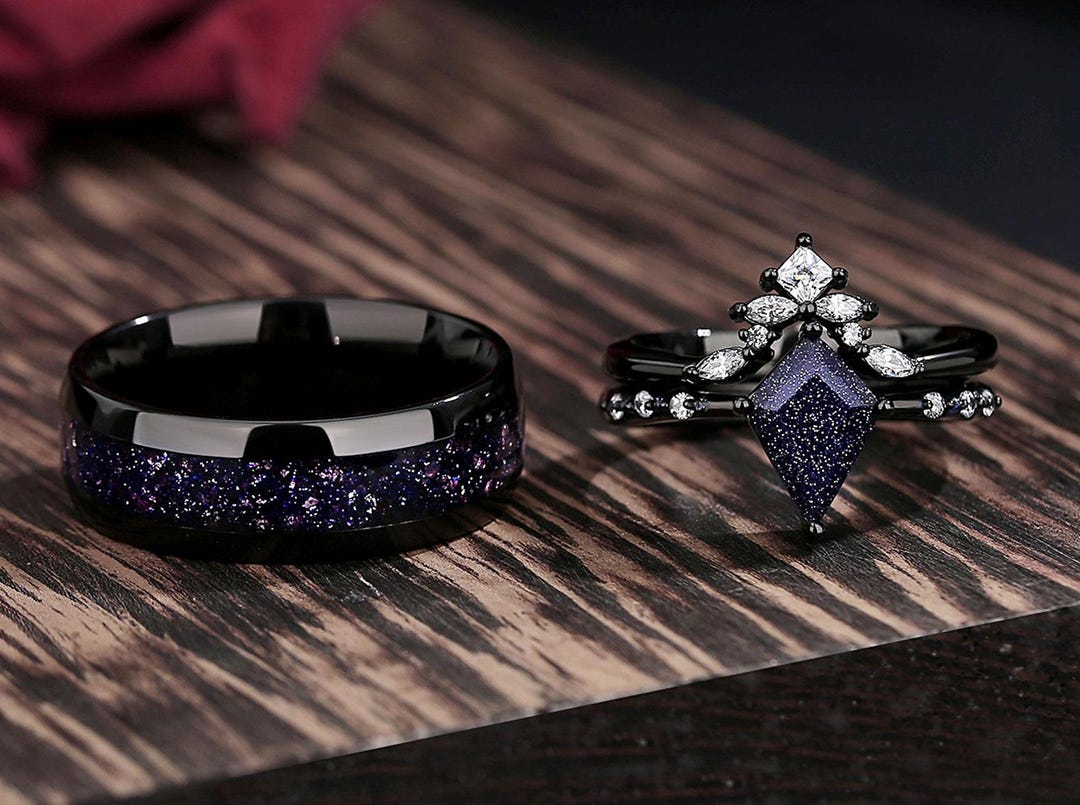 Nebula Couple's Ring Set, Engagement Ring Set, Matching Promise Rings ...