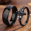 Galaxy Orion Nebula Ring for Women, Engagement Ring Set, Black Titanium ...