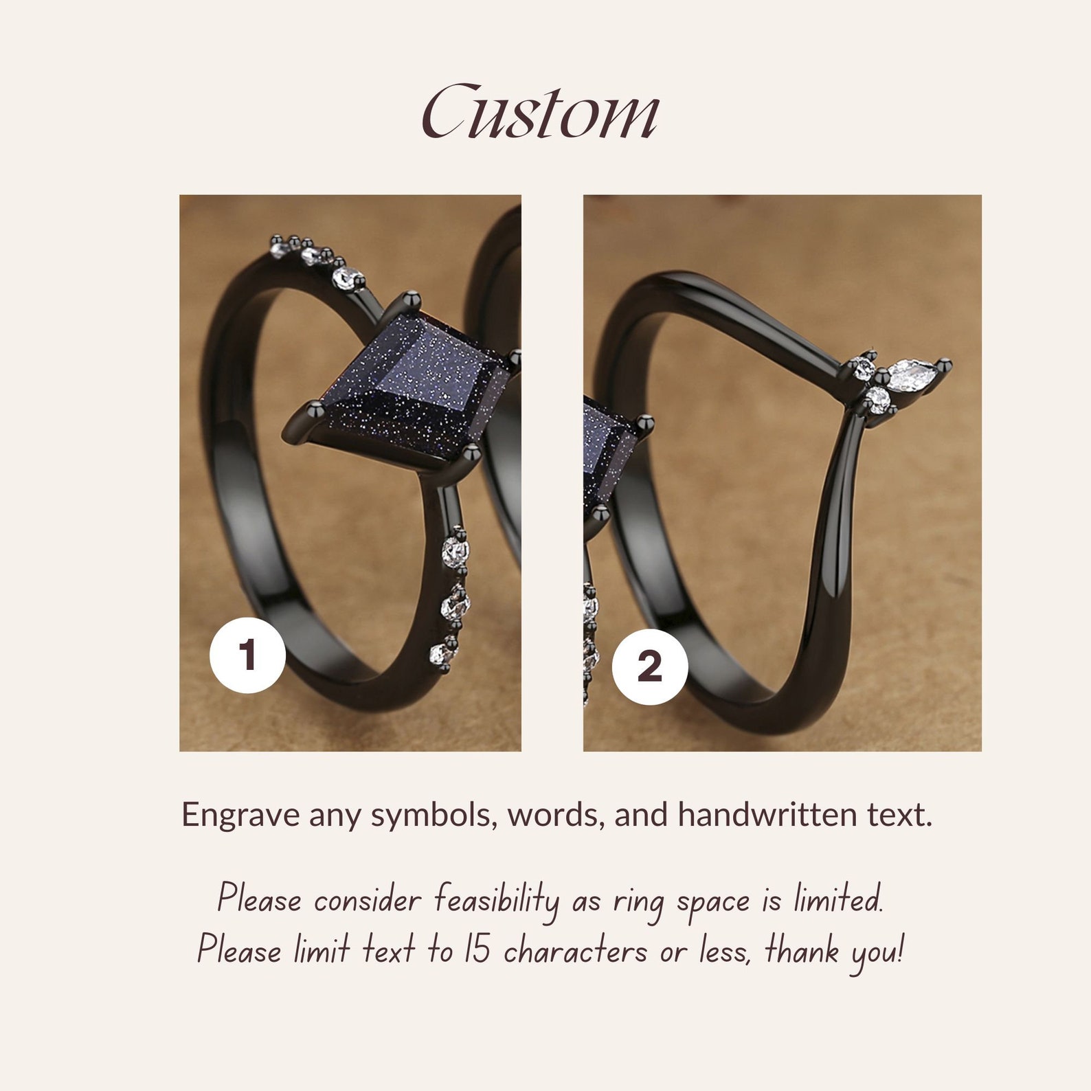 Womens Galaxy Orion Nebula Ring, Black Titanium Plated Engagement Ring ...