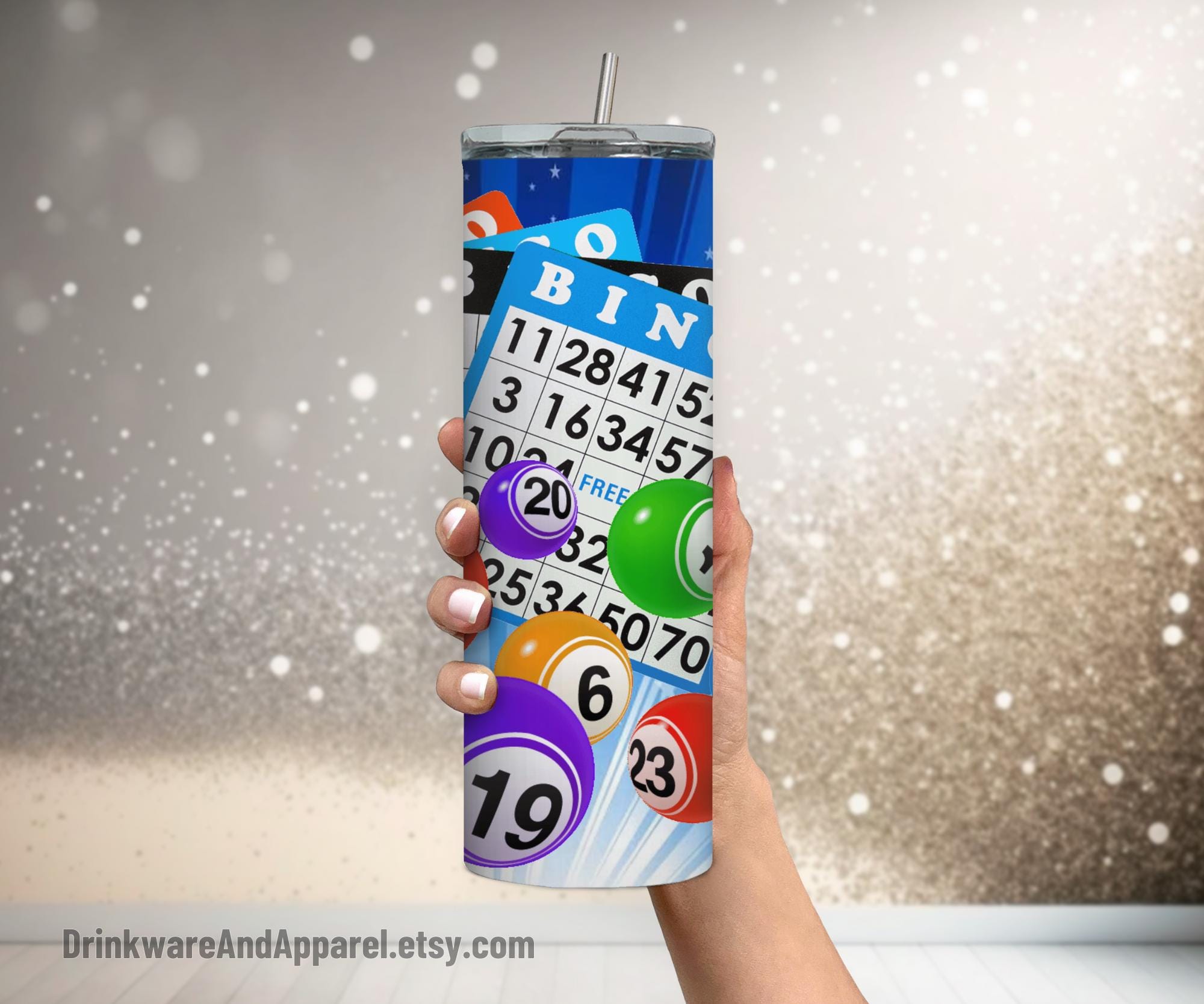 BINGO TUMBLER Cup - Blue Sublimation Skinny 20 Oz Queen Winning Gifts ...