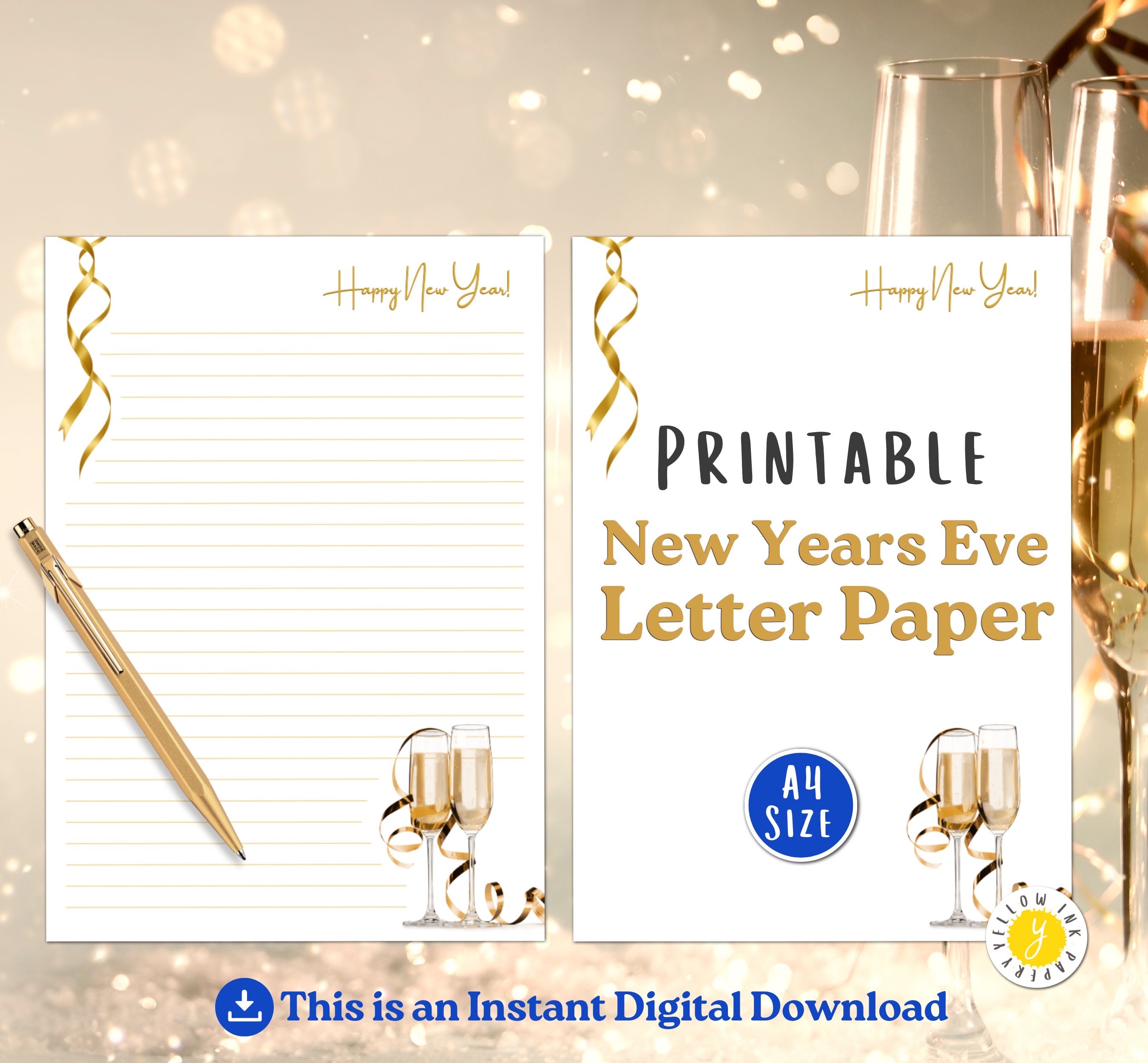 Happy New Year 2023 Printable Letter Set. A4 Size Gold - Etsy
