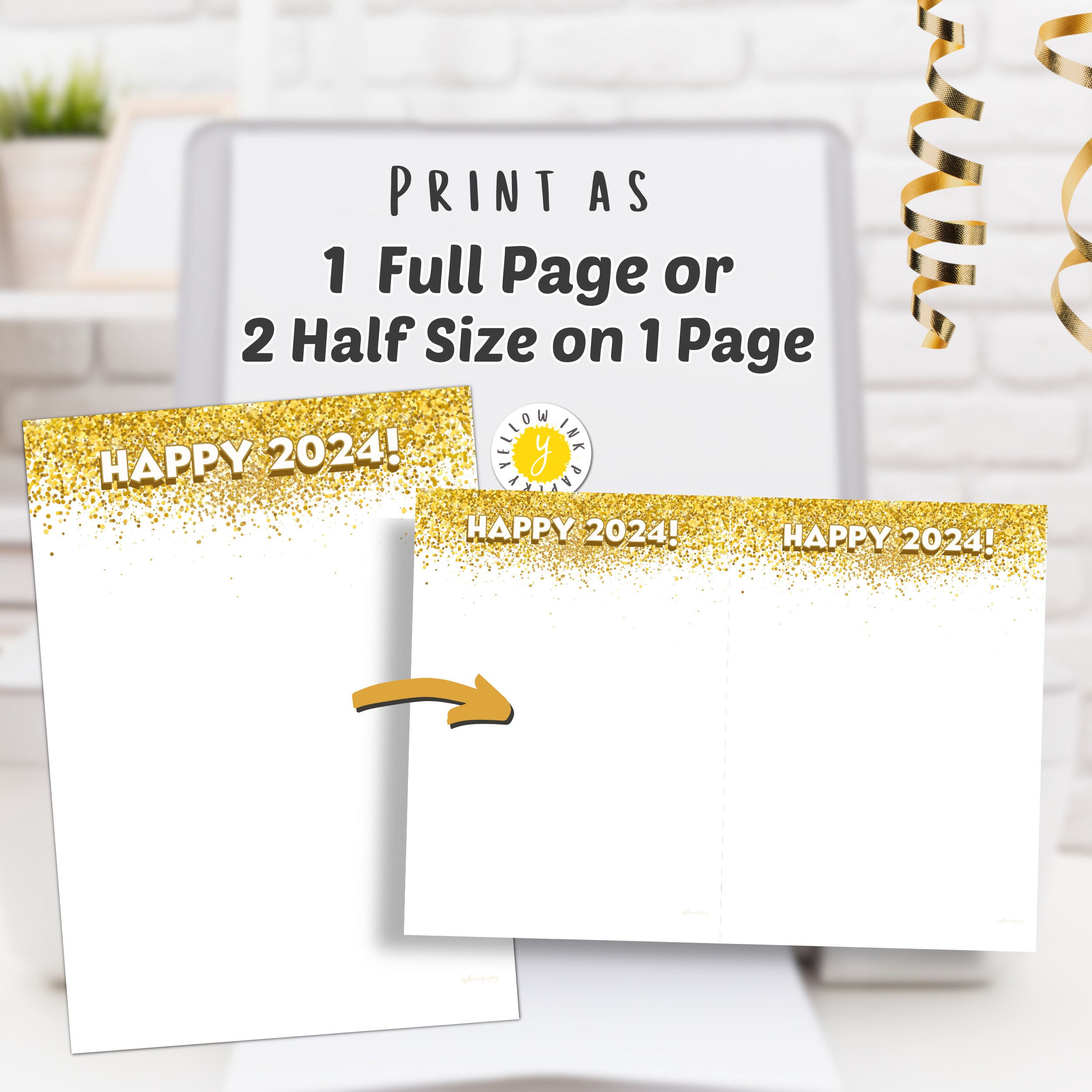 Happy 2024 New Years Eve Printable Letter Paper. Gold Glitter - Etsy