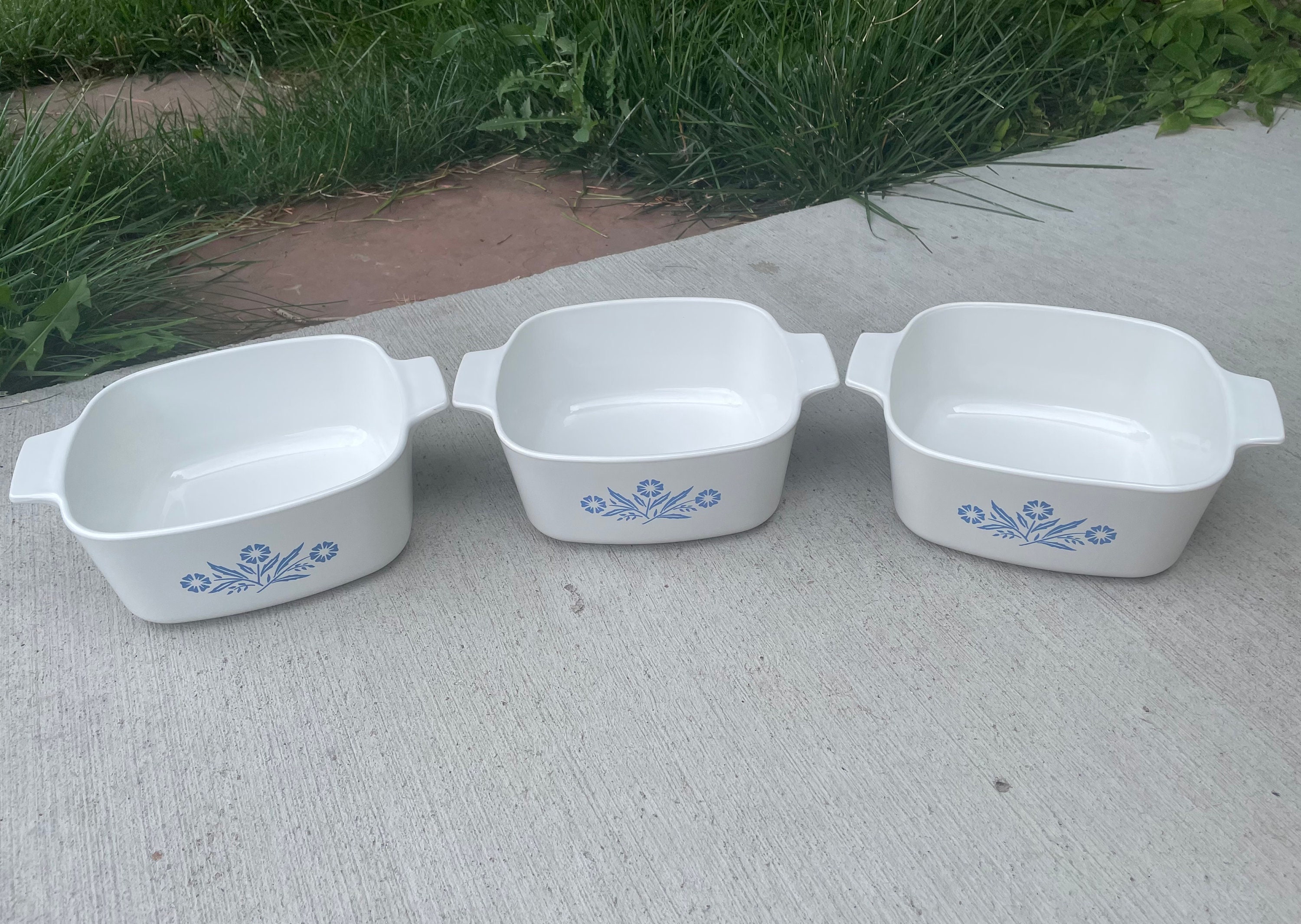 Corningware Dish Set Cornflower Blue Floral Pattern Vintage Set of 3 ...