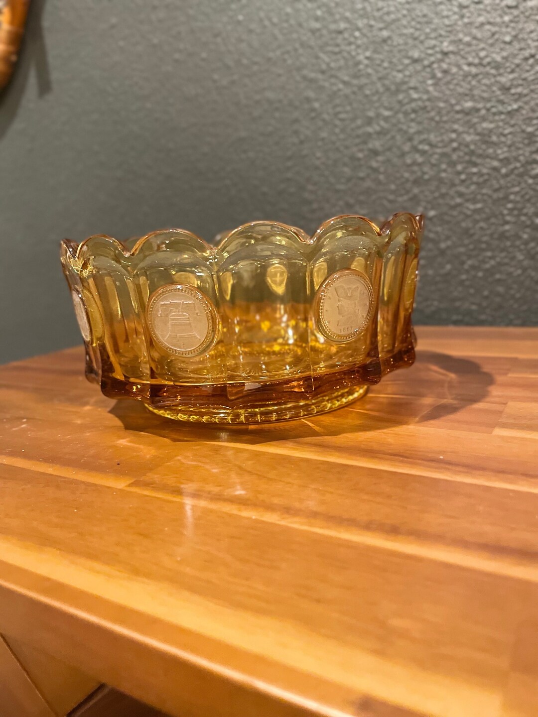 Fostoria Amber Glass Coin Bowl Mid Century Modern Coin Glass Collection ...