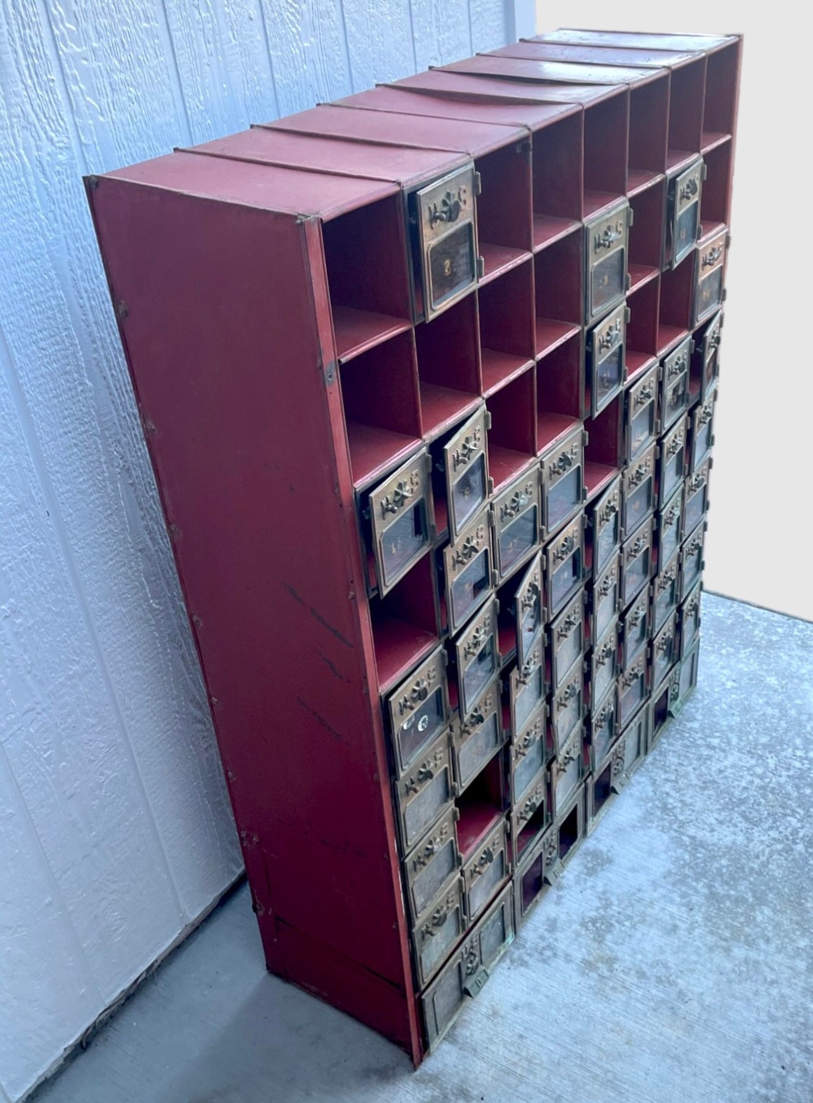 USPS Mailboxes Metal and Brass P.O. Mailbox Cabinet Vintage With ...