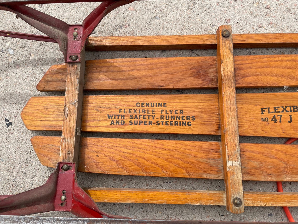 Vintage Sled Flexible Flyer Planet Jr. 47J Sled Wood and Metal Genuine ...