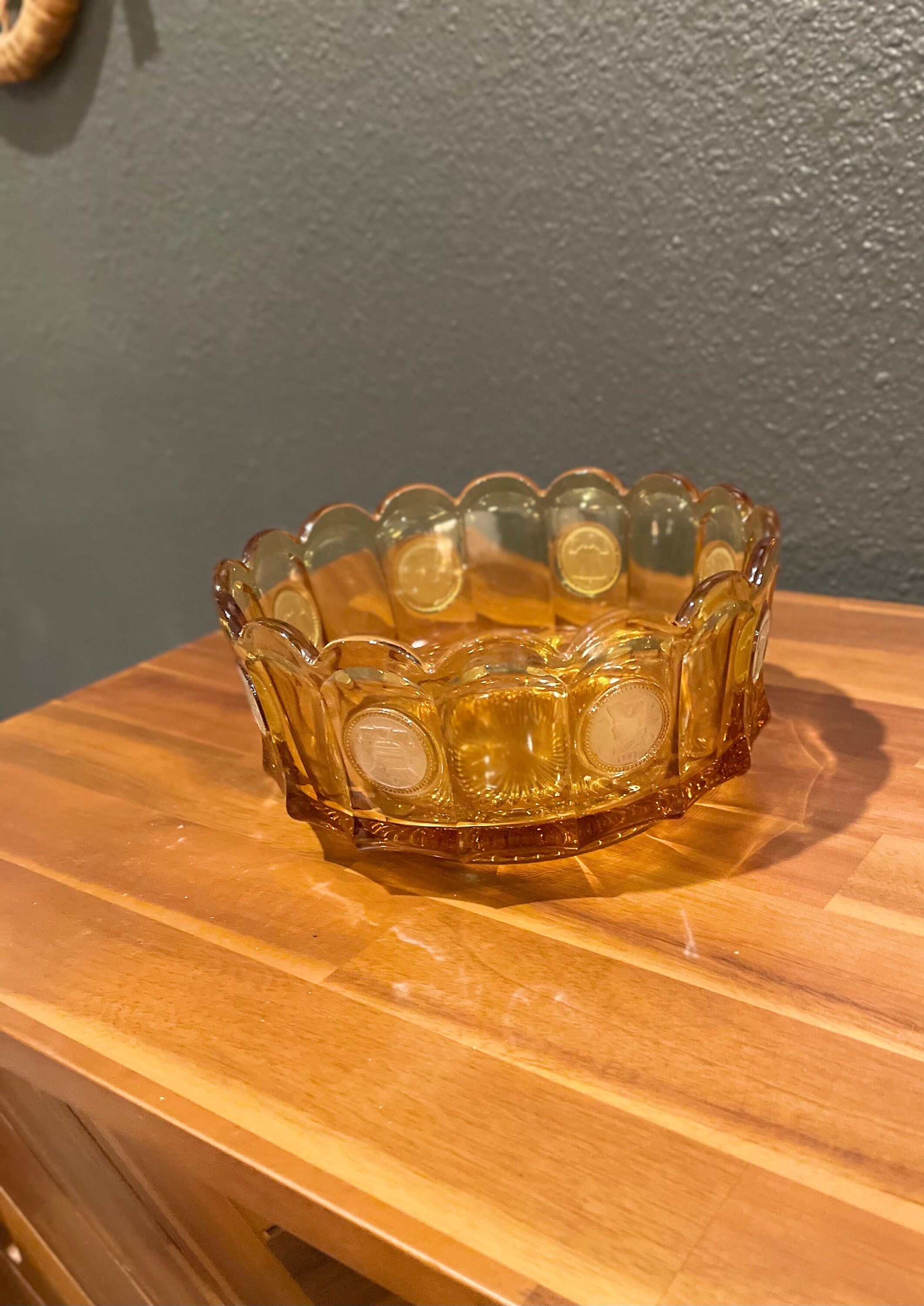 Fostoria Amber Glass Coin Bowl Mid Century Modern Coin Glass Collection ...