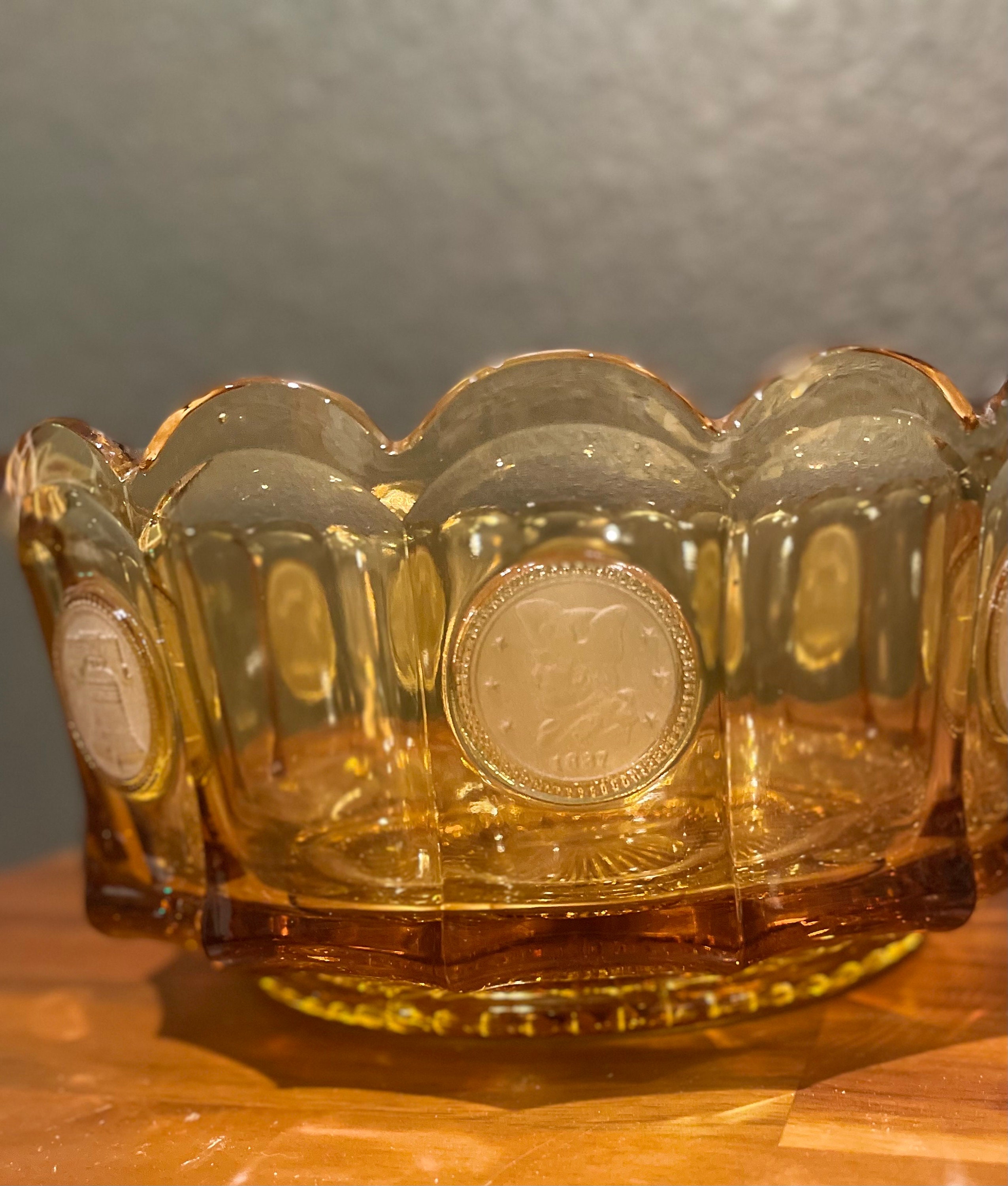 Fostoria Amber Glass Coin Bowl Mid Century Modern Coin Glass Collection ...