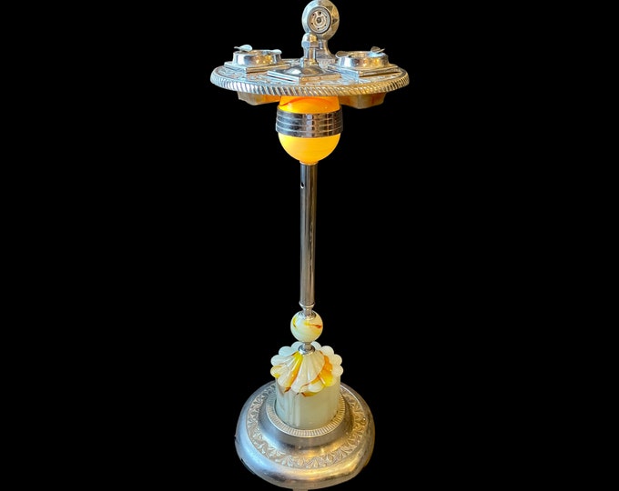 Art Deco Smoke Stand Vintage Lighted Mico Smoking Stand With Ashtrays ...