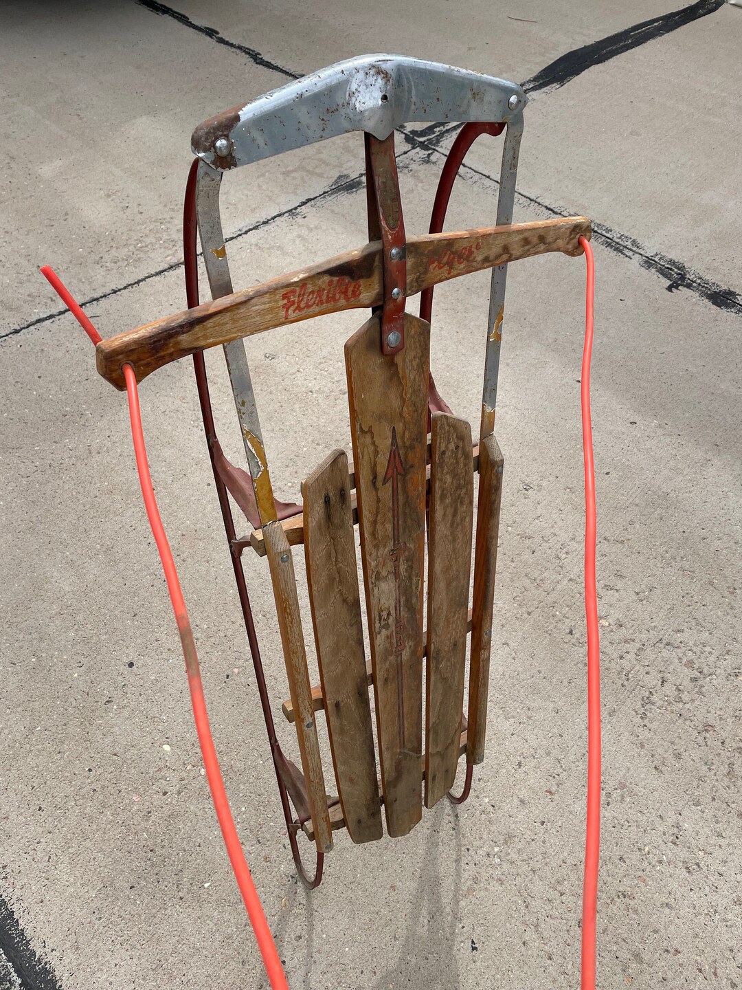 Vintage Sled Flexible Flyer Planet Jr. 47J Sled Wood and Metal Genuine ...