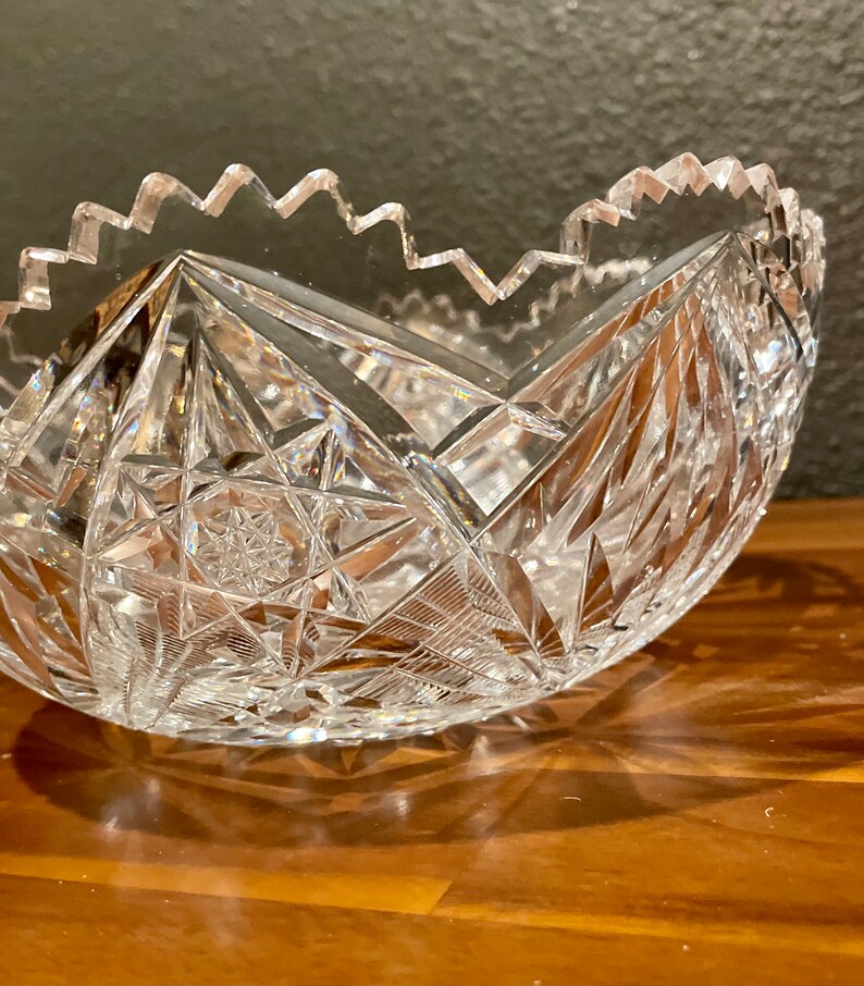 American Brilliant Cut Crystal Bowl ABP Cut Glass Bowl With Period ...