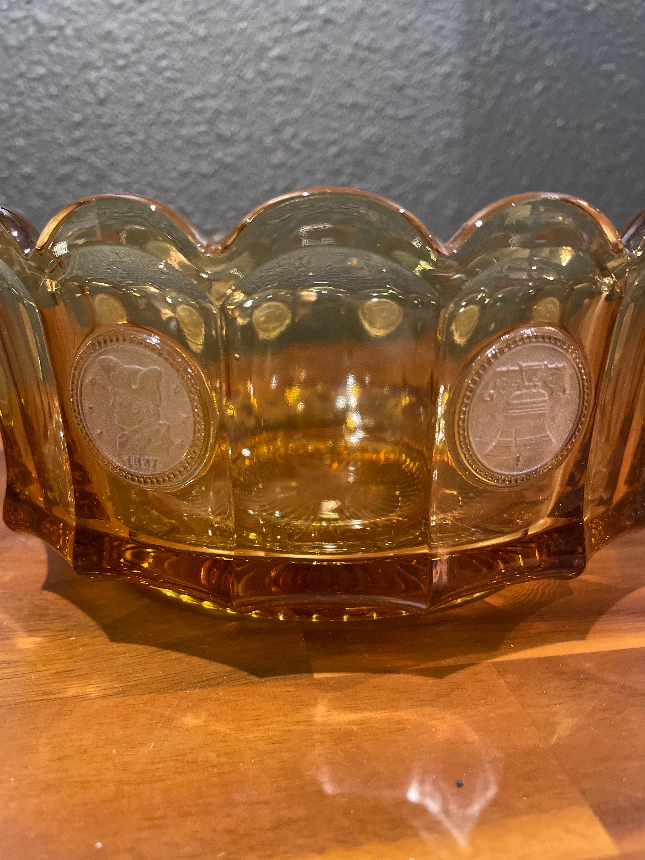 Fostoria Amber Glass Coin Bowl Mid Century Modern Coin Glass Collection ...