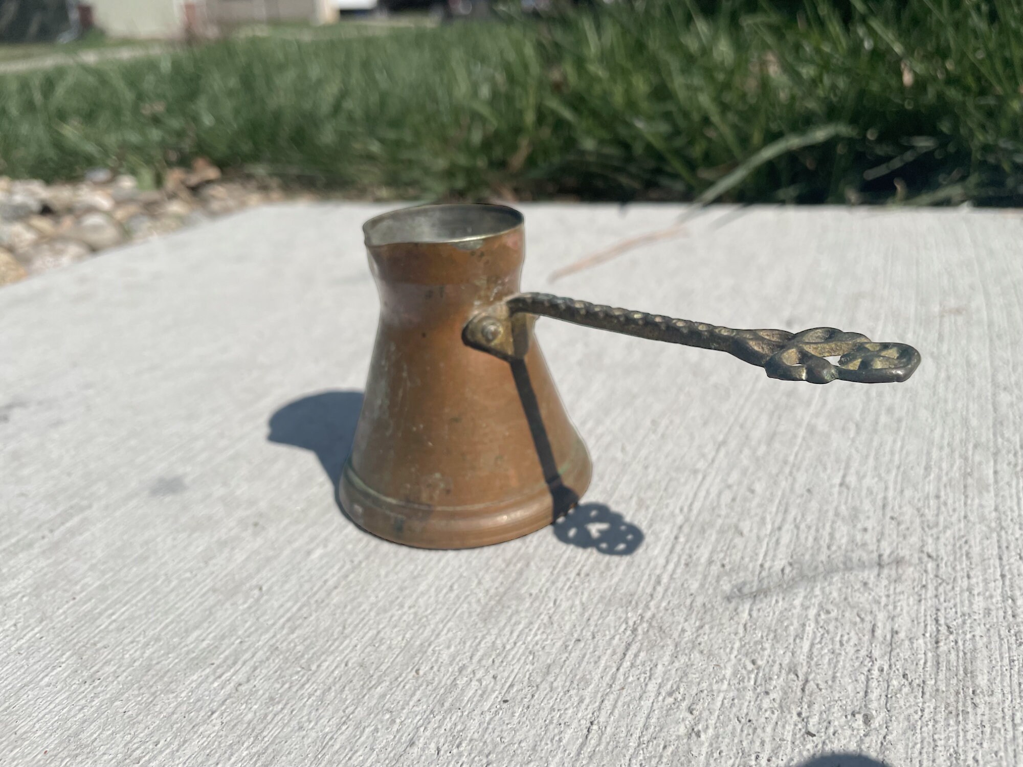 Antique Turkish Coffee Maker Copper and Brass Turkish Pot Patina Cast ...