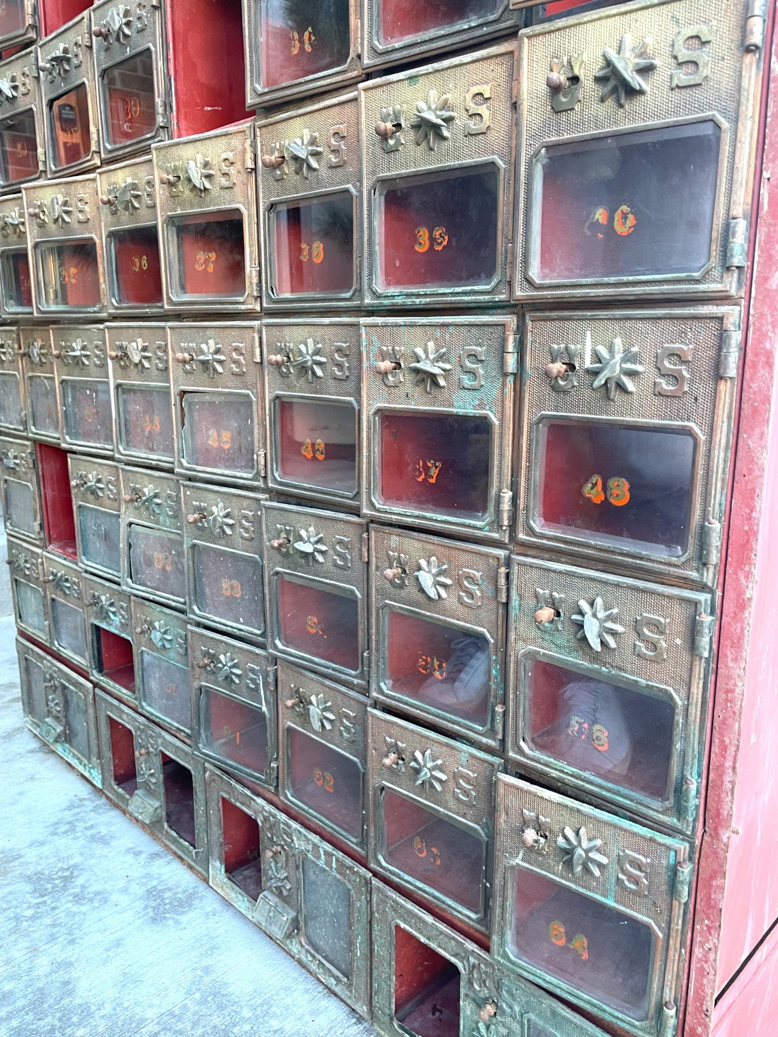 USPS Mailboxes Metal and Brass P.O. Mailbox Cabinet Vintage With ...