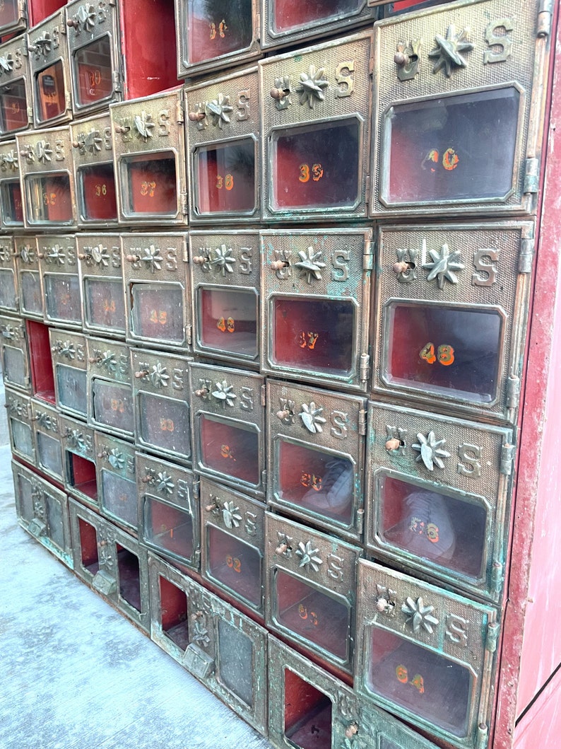 USPS Mailboxes Metal and Brass P.O. Mailbox Cabinet Vintage With ...