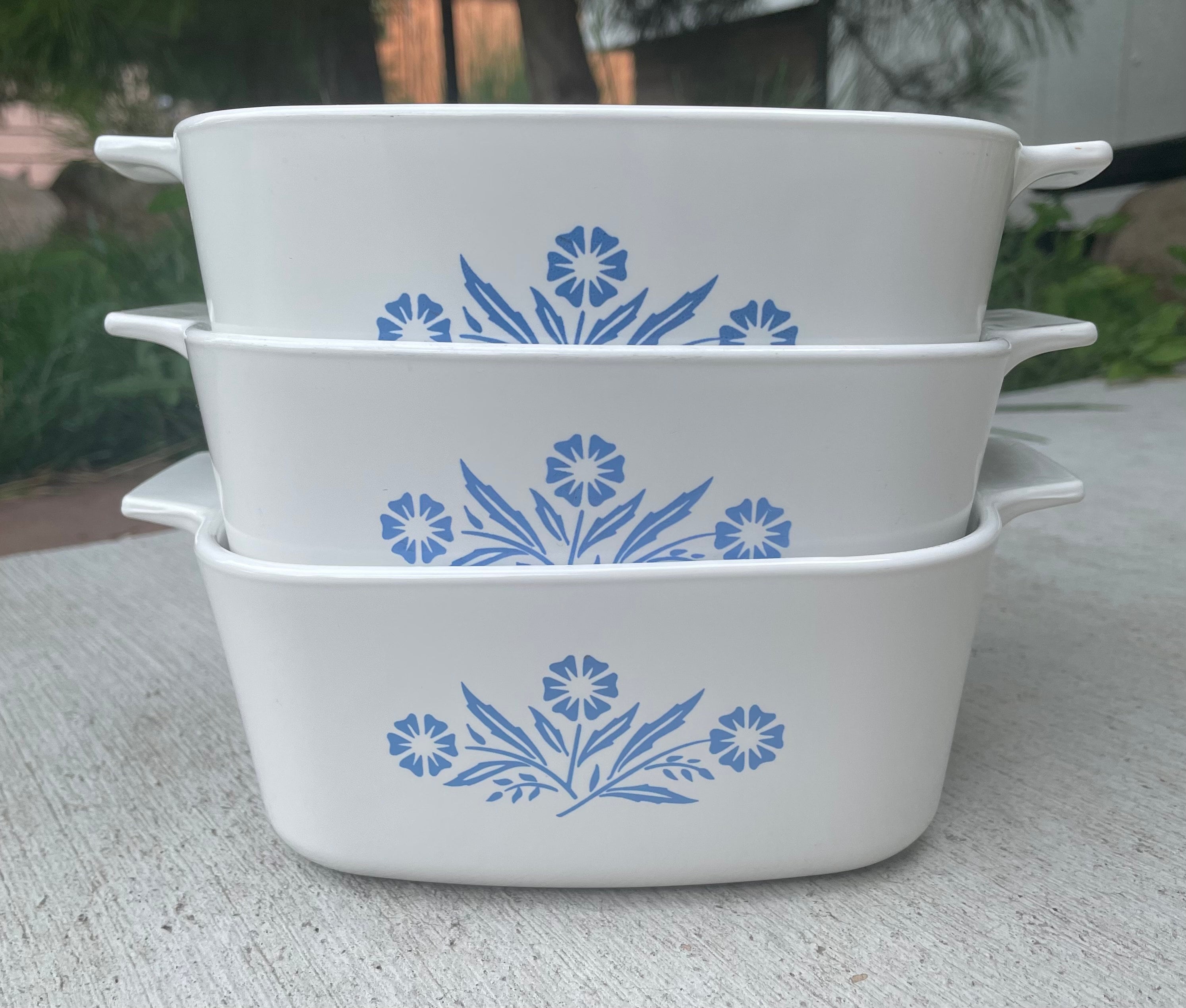 Corningware Dish Set Cornflower Blue Floral Pattern Vintage Set of 3 ...
