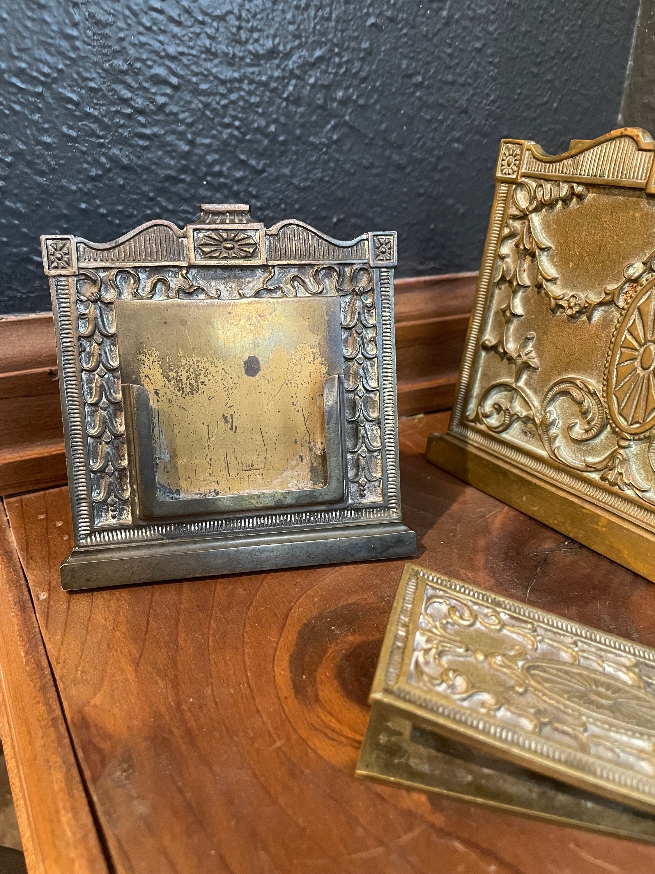 Gilt Brass Antique Bradley and Hubbard Ornate 9-piece Desk Set With ...