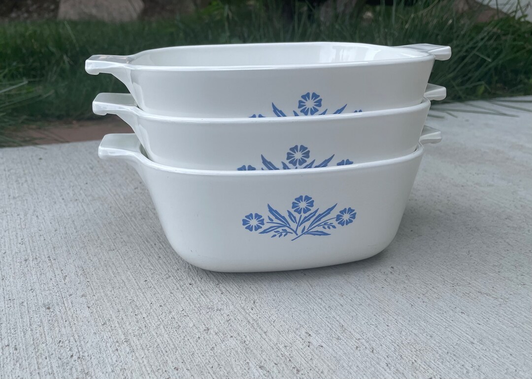 Corningware Dish Set Cornflower Blue Floral Pattern, Vintage Set of 3 ...