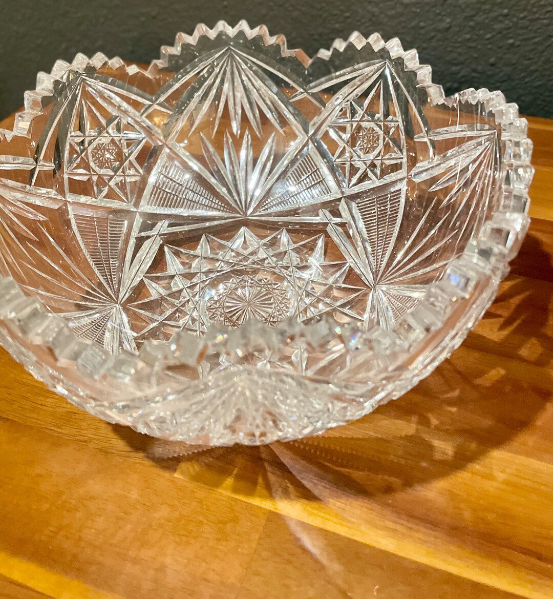 American Brilliant Cut Crystal Bowl ABP Cut Glass Bowl With Period ...