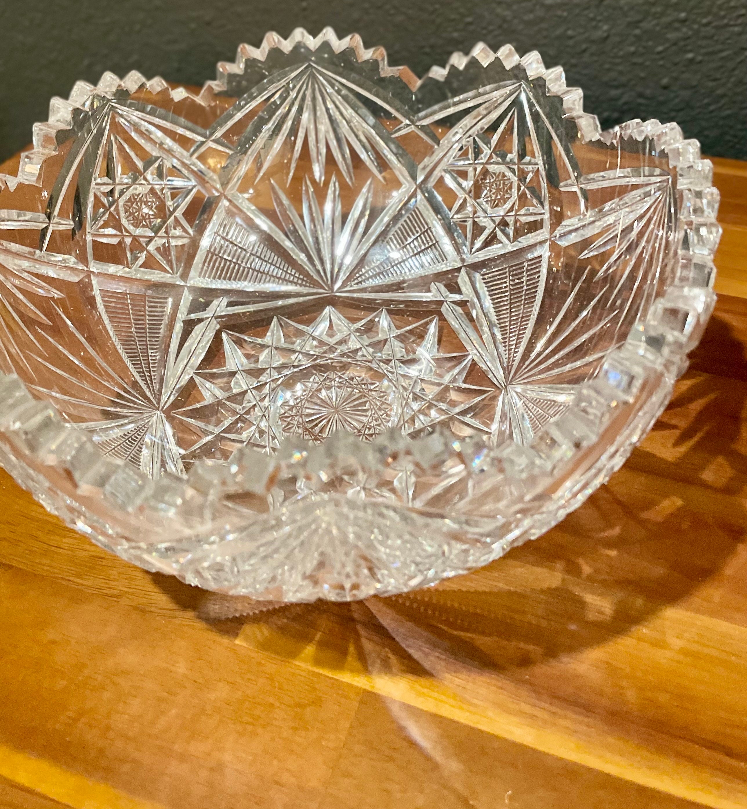 American Brilliant Cut Crystal Bowl ABP Cut Glass Bowl With Period ...