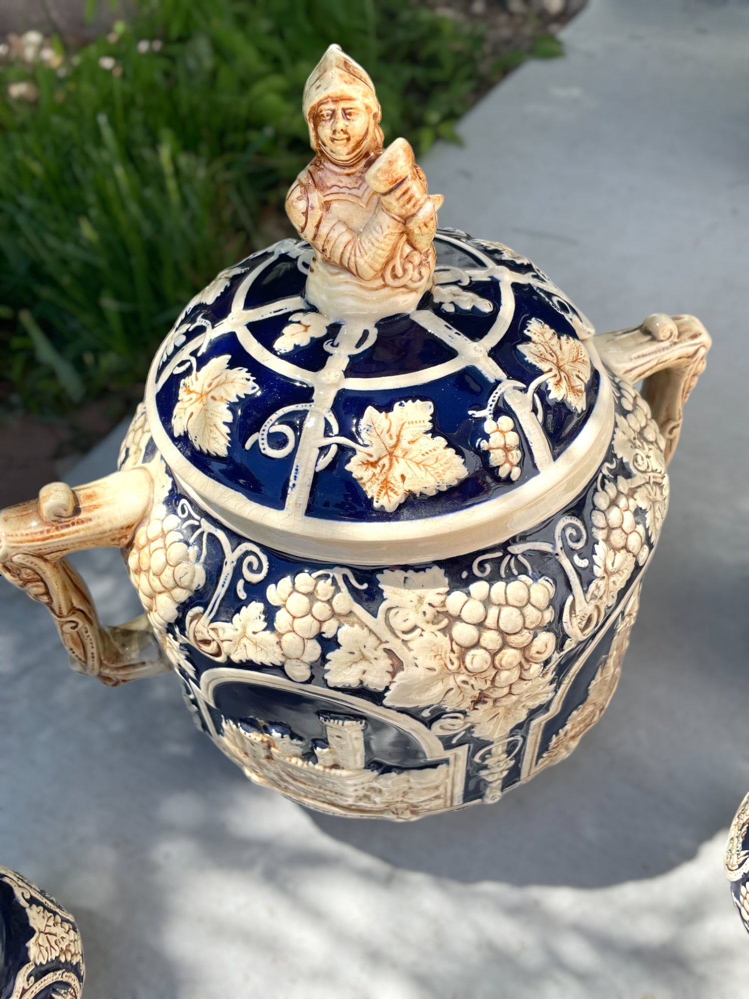 Vintage German Ceramic Punch Bowl Set: Castle Motif, 1950s Tureen ...