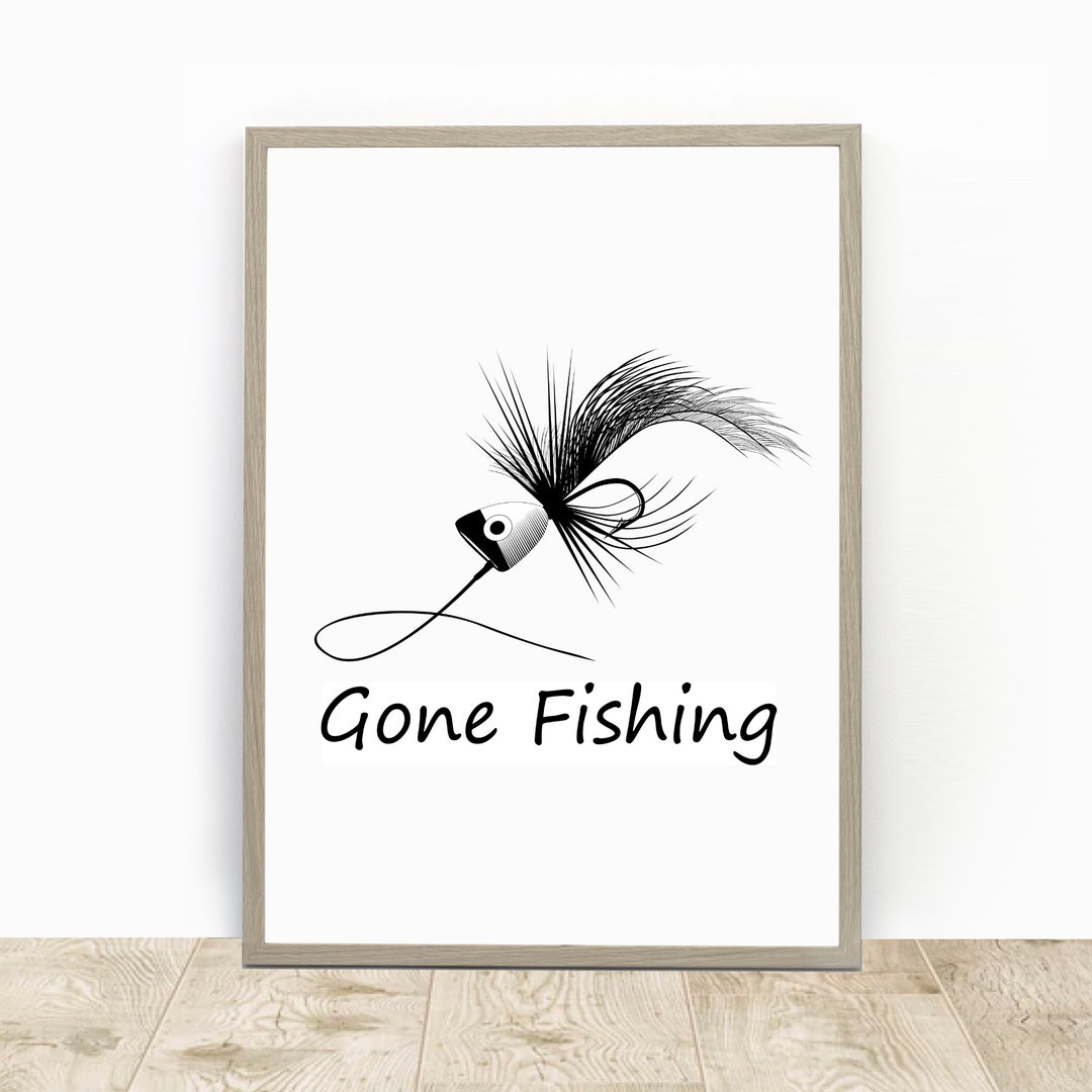 Gone Fishing Wall Art, Illustrated Art Print, Digital Download ...