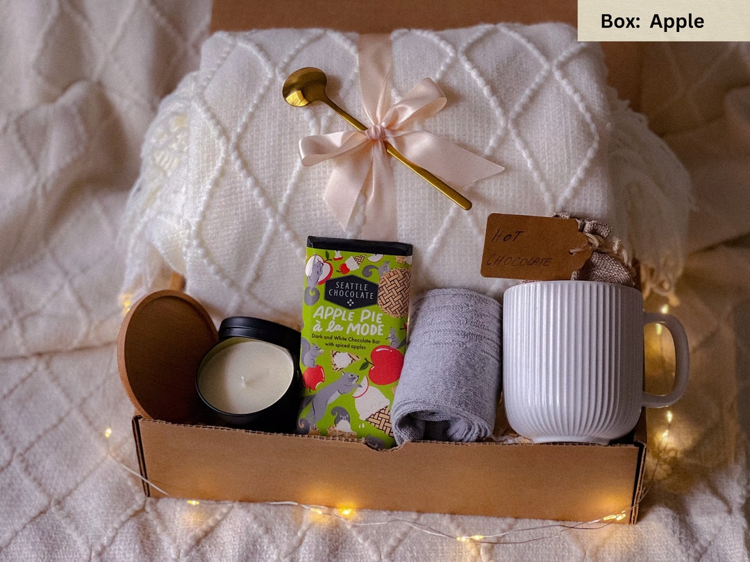 Classy Gift Basket for Women, Cozy Gift Box With Blanket, Socks, Candle ...