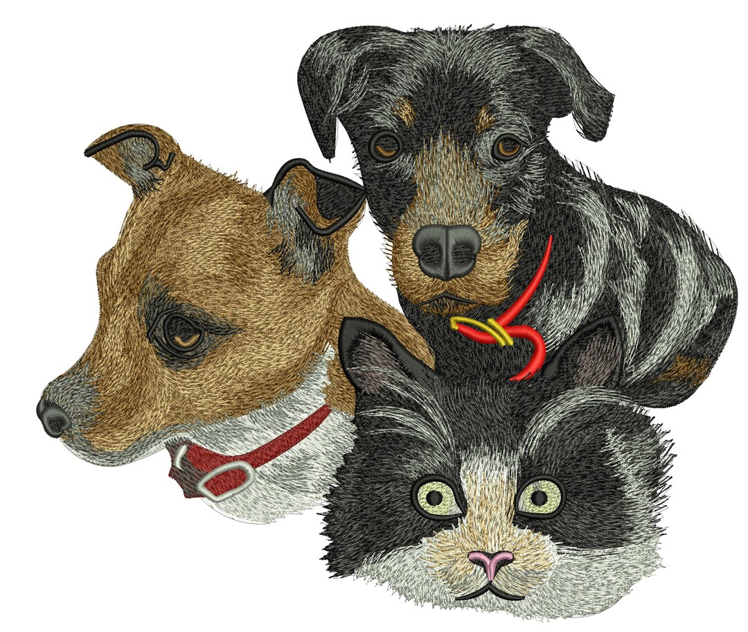 Machine Embroidery File - Dog Cat Dogs Cats Feline Canine Pets Pet ...