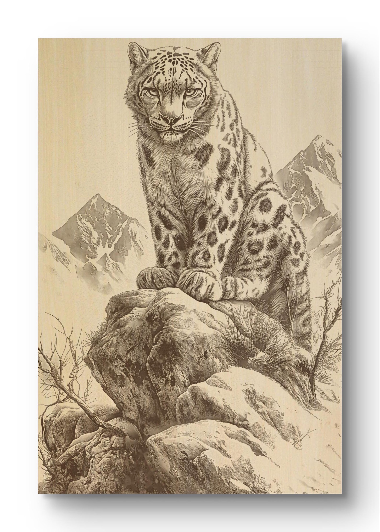 Snow Leopard Engraving Design: Laser Cut Wildlife Art (digital Download ...
