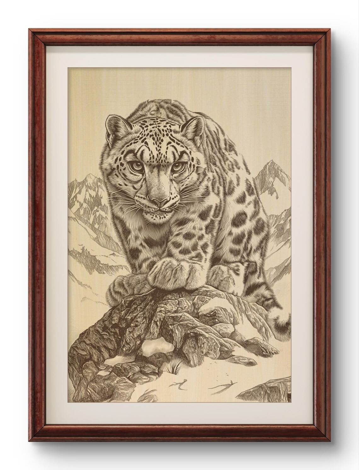 Snow Leopard Engraving Design: Laser Cut Wildlife Art (digital Download ...