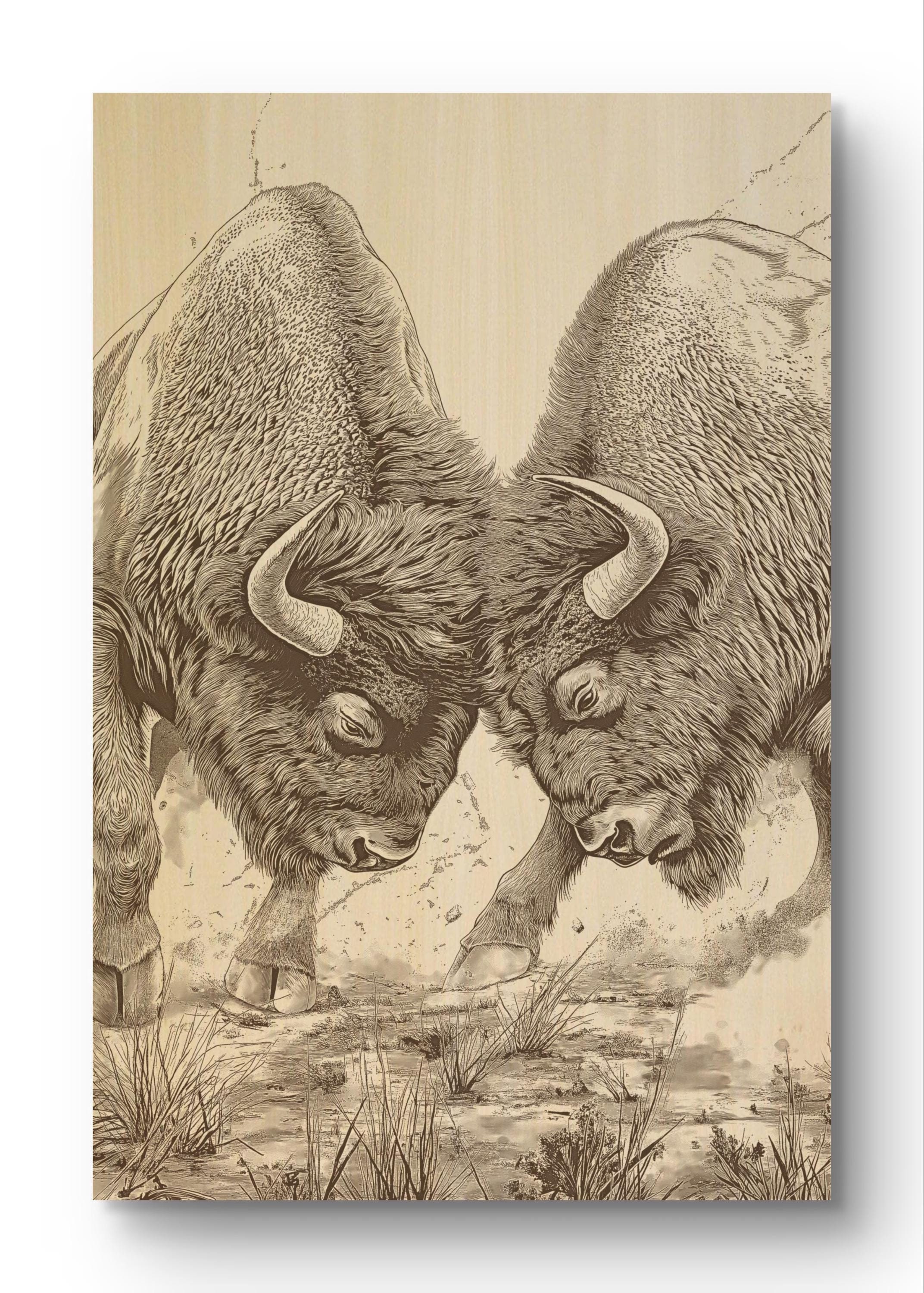 Bison Battle | 4-design Pack | Laser Ready Engraving Design Files ...