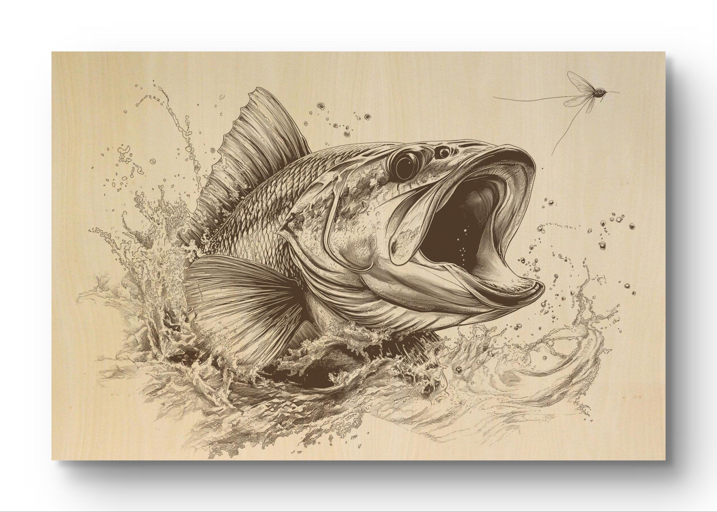 Bass Fish Engraving Design: Wildlife Wall Art (digital Download) - Etsy