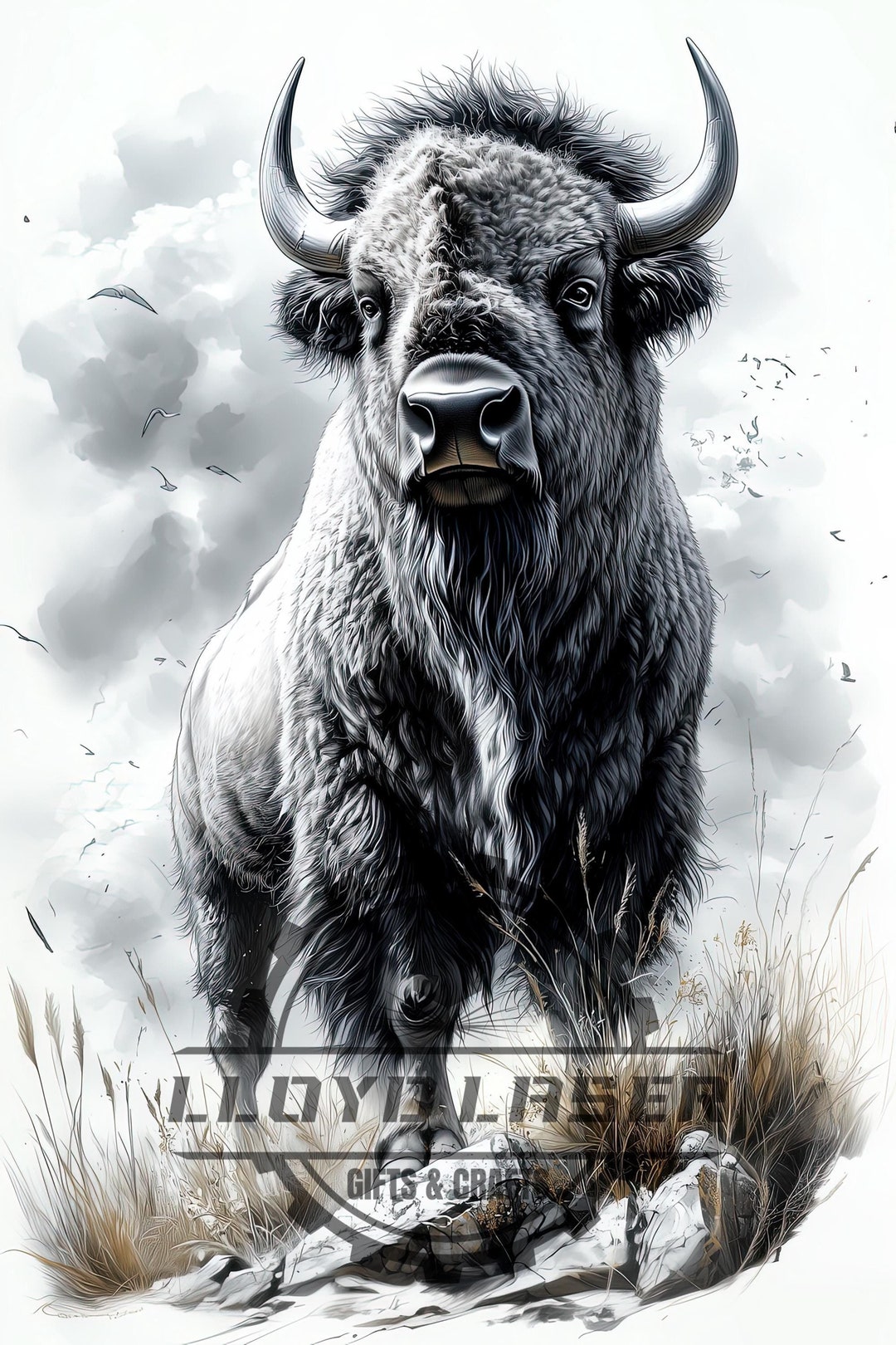 The Mighty Bison Laser Ready Engraving Design Files Engraved Wall Art ...