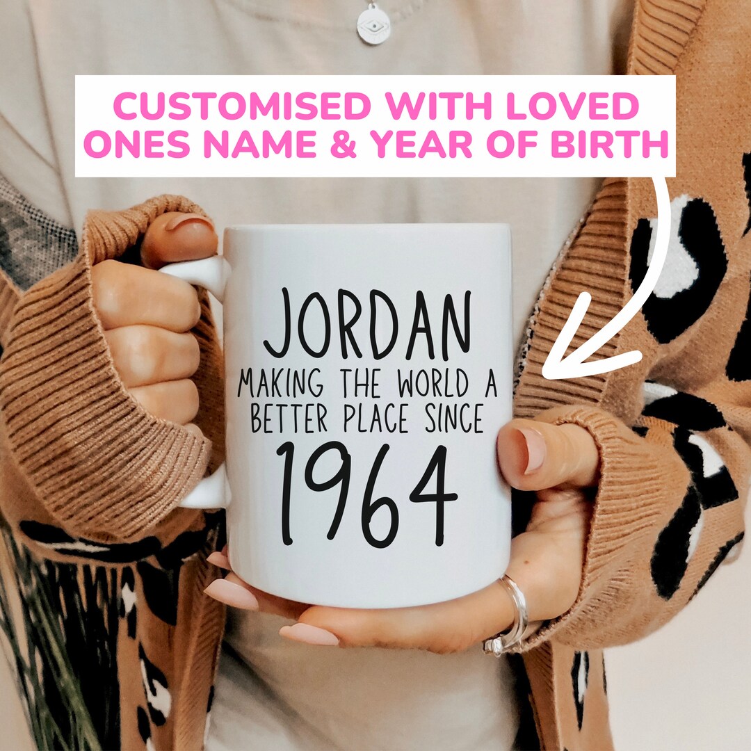 Personalised 60th Birthday Mug, Born 1964 Gift, Custom Year of Birth ...