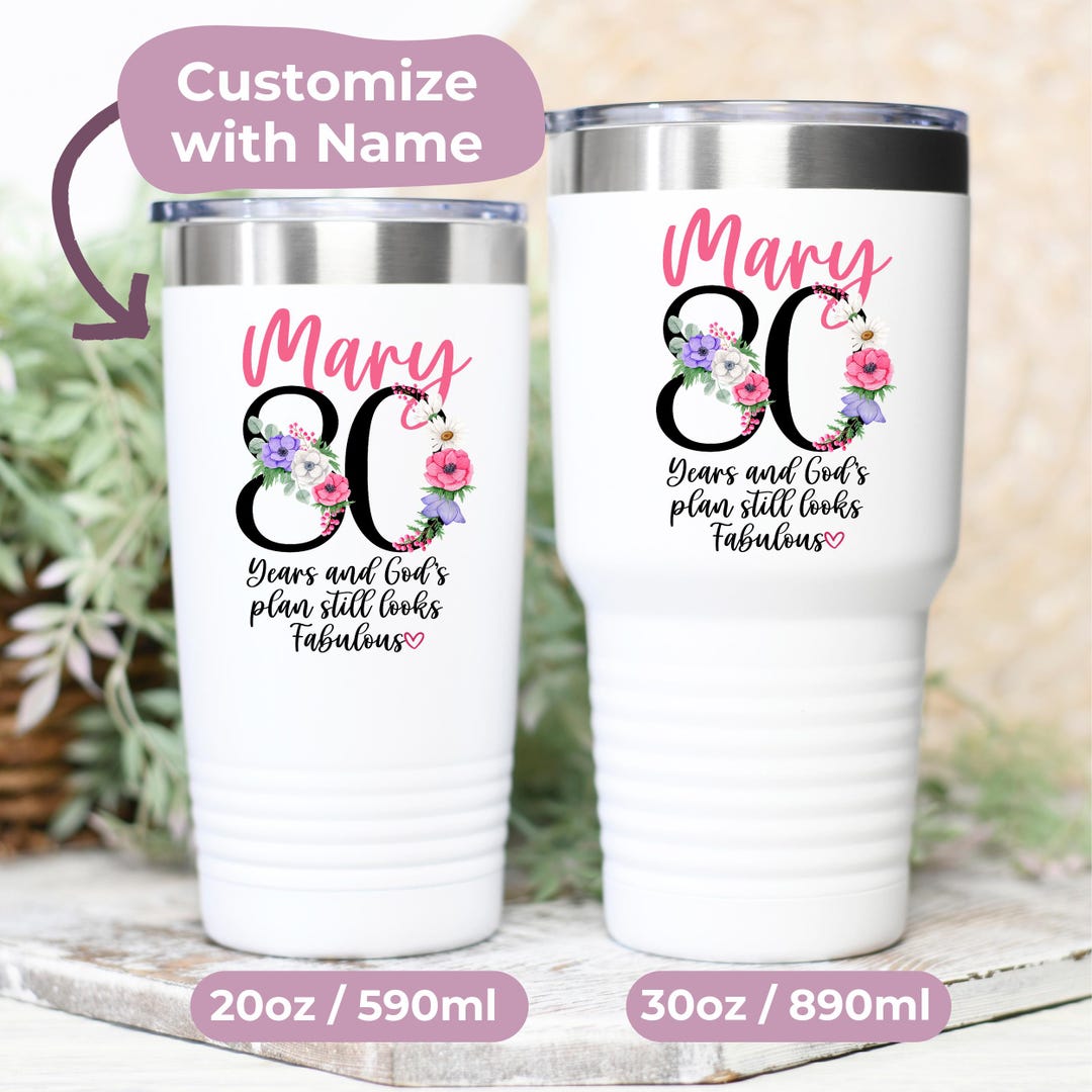 80th Birthday Gift for Women, Bible Verse Coffee Tumbler With Name ...