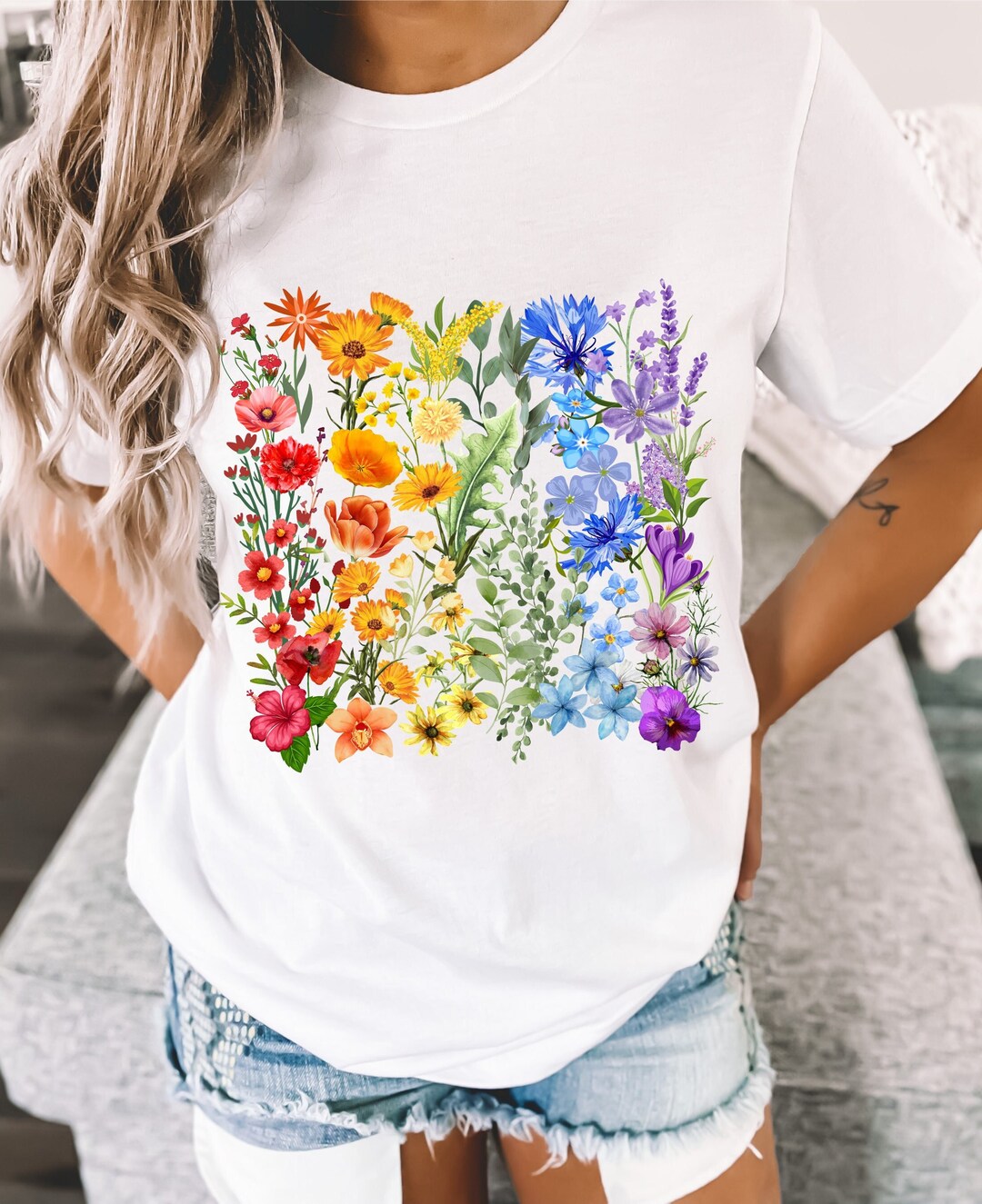 Rainbow Wildflowers Gay Pride Flag Shirt Subtle Lgbtq Support Shirt