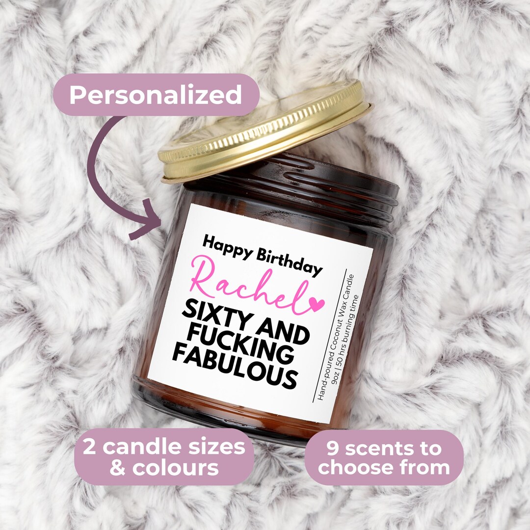 Funny 60th Birthday Candle Gift for Women, Sixty and Fucking Fabulous ...