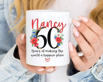 60th Birthday Latte Mug 60 and Fabulous Happy 60th Birthday 60s 60 60th ...