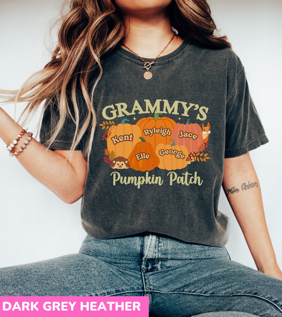 Grandmas Pumpkin Patch Shirt With Grandkids Names, Personalized Nana ...