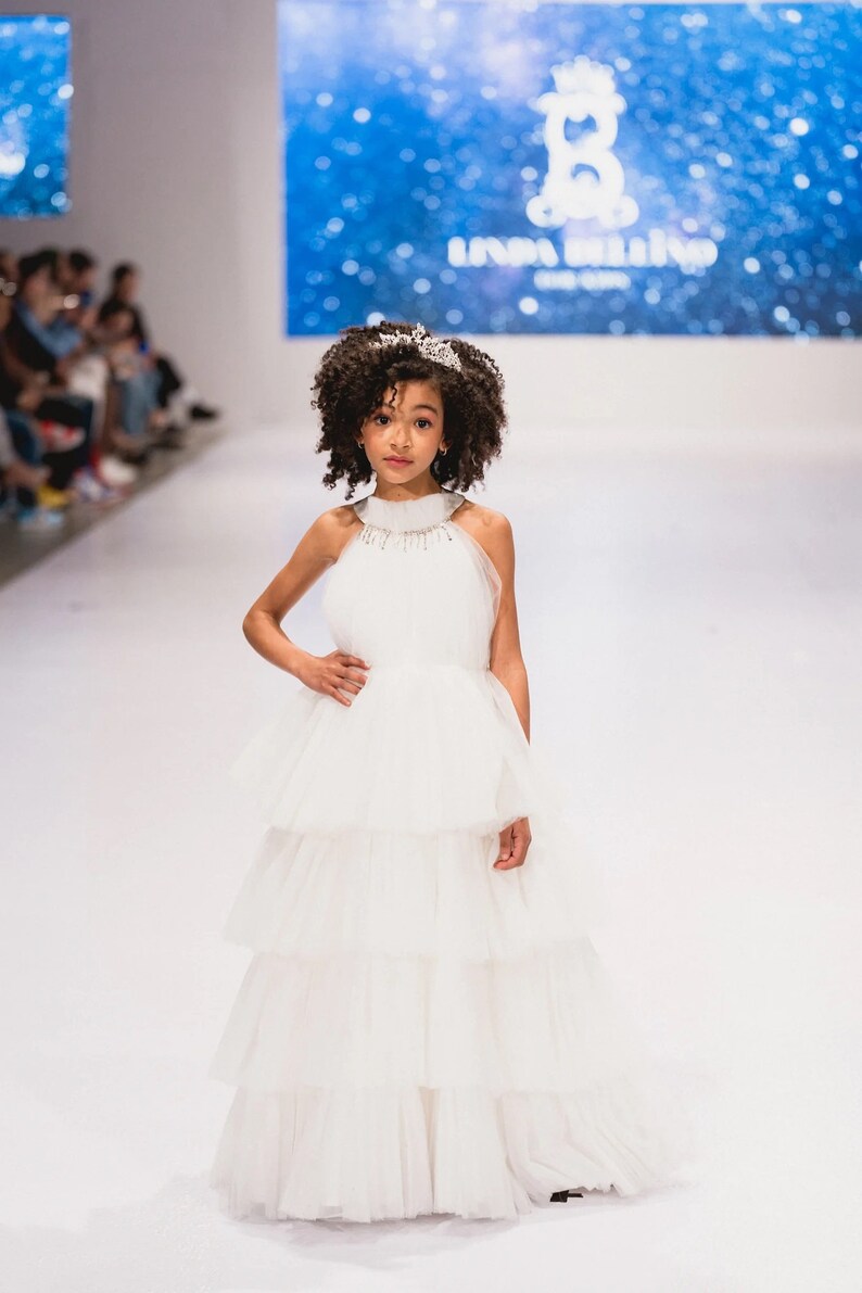 White Tulle Dress for Photoshoot, Multilayer Prom Dress , Ruffles Gown ...