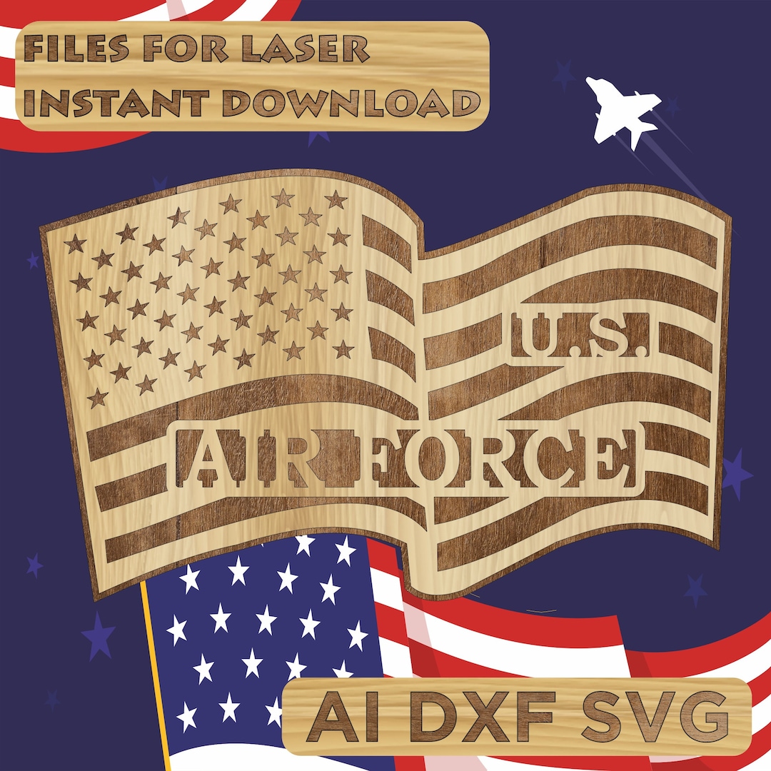 Armed Forces Flags Air Force Military SVG Laser Cut, Scroll Saw, Fret ...