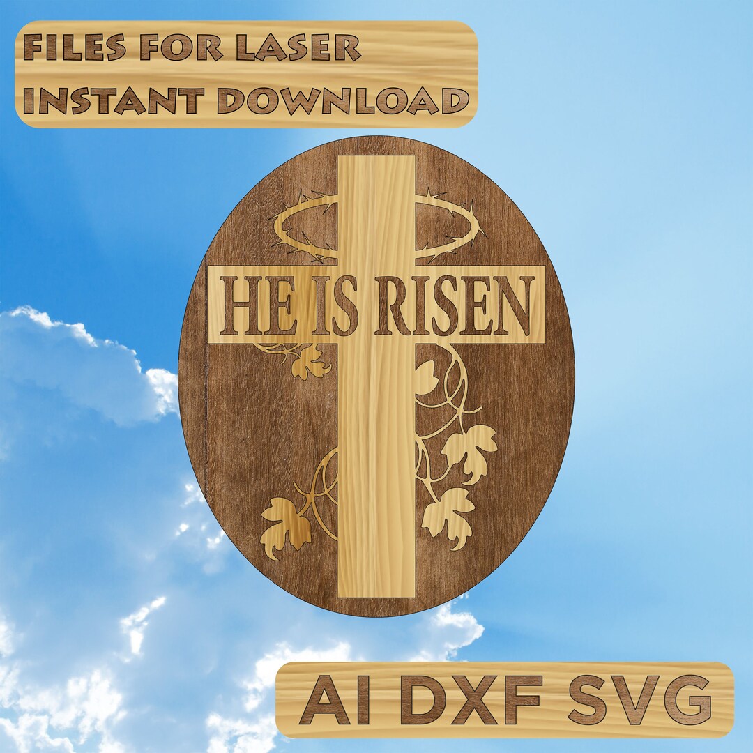 He is Risen Religion SVG Laser Cut Scroll Saw Fret Saw - Etsy