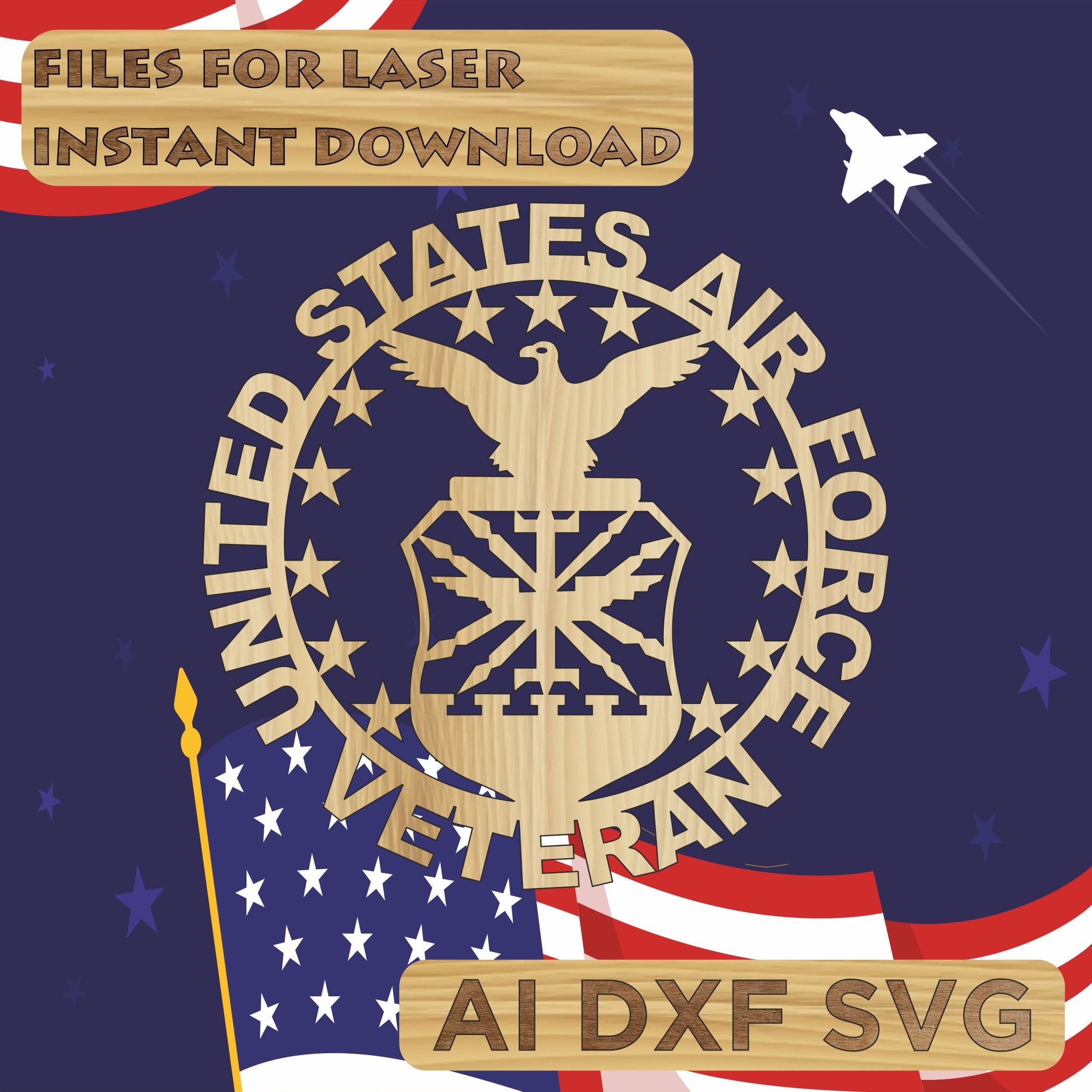 Air Force Veteran Military SVG Laser Cut, Scroll Saw, Fret Saw, Cricut ...