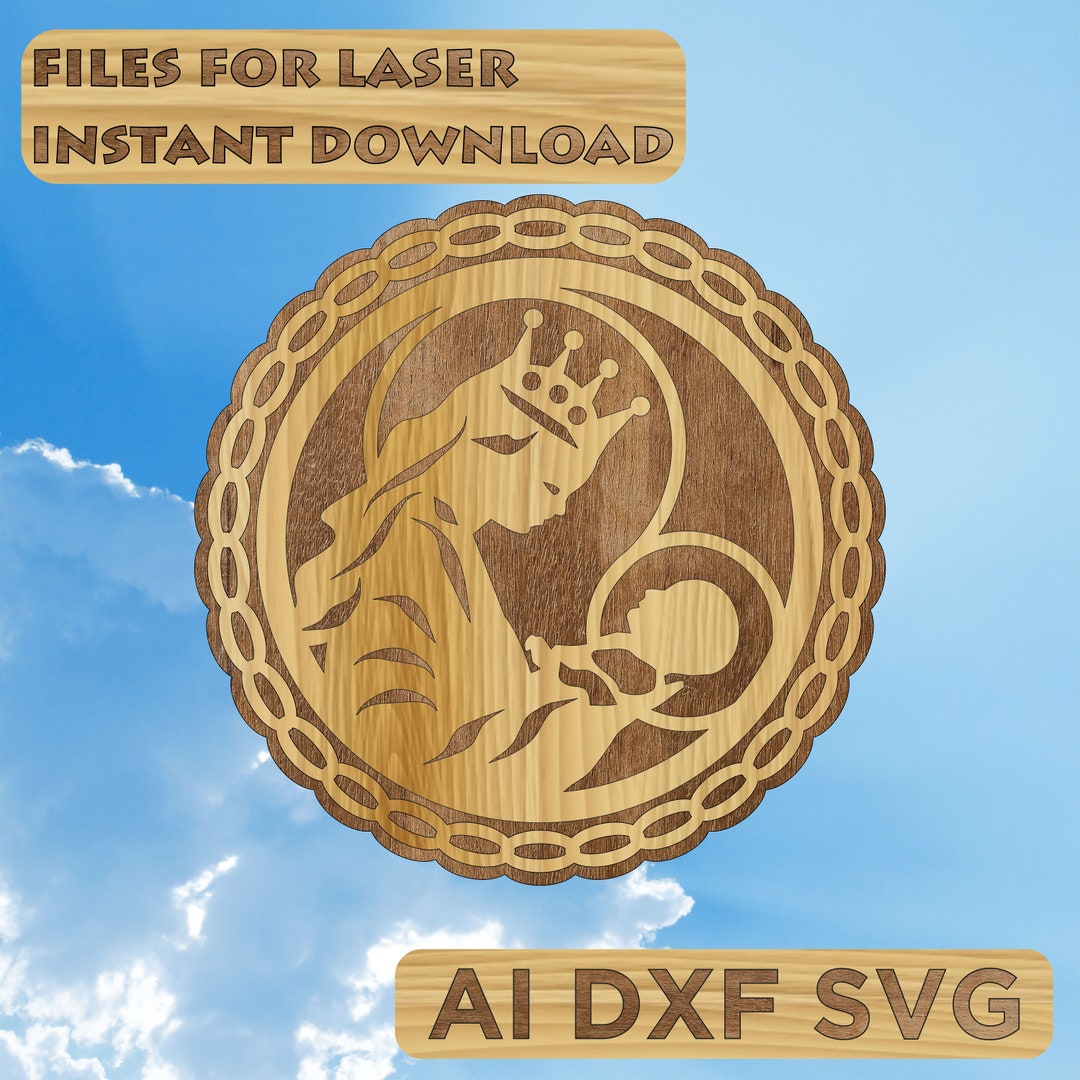 Mary and Jesus Plate Religion SVG Laser Cut Scroll Saw Fret - Etsy